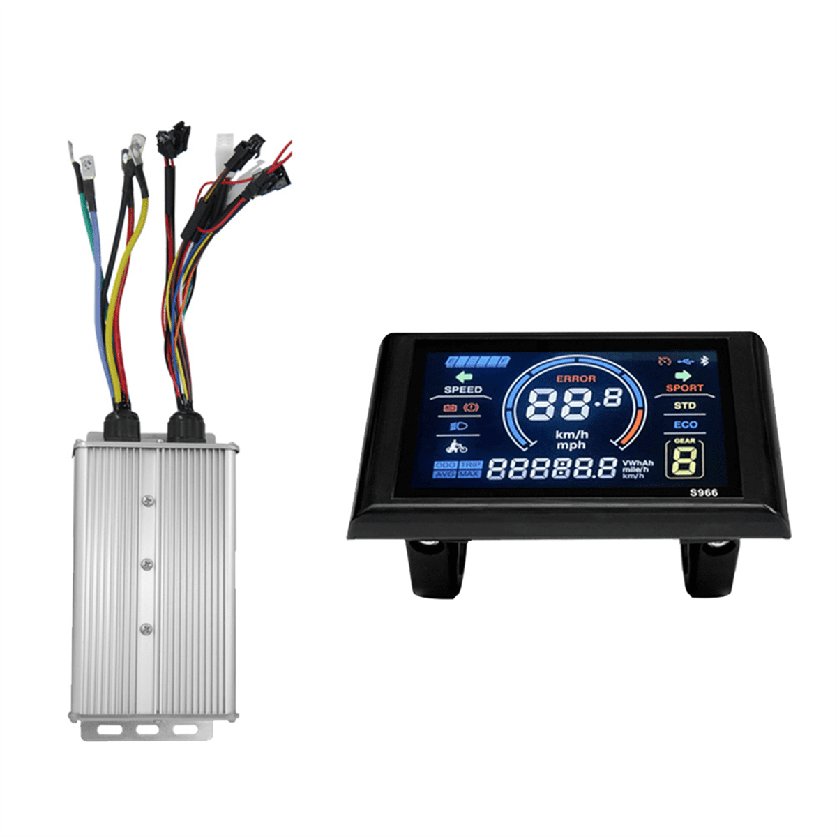 S966 Electric Bike LCD Display Meter+48V-72V/60A 18 Tube Sine Wave Controller E Scooter LCD ...