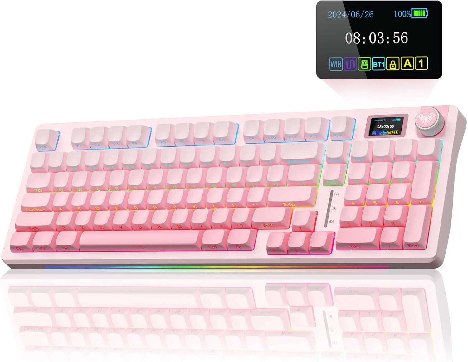 S98 Mechanical Keyboard with Screen & Knob,2.4GHz/-C/BT5.0 Hot ...