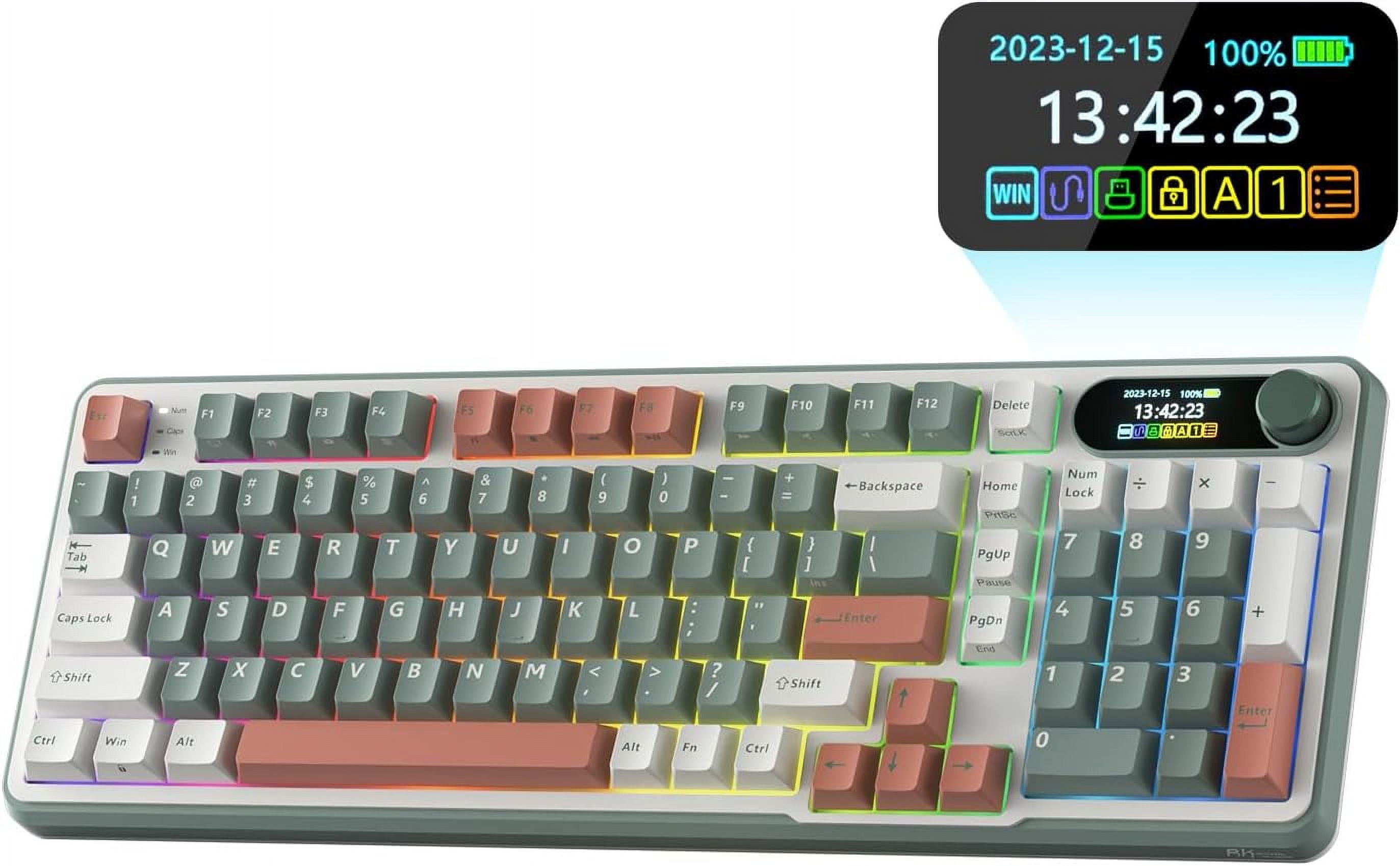 S98 Mechanical Keyboard w/Smart Display & Knob, Top Mount 96% Wireless ...