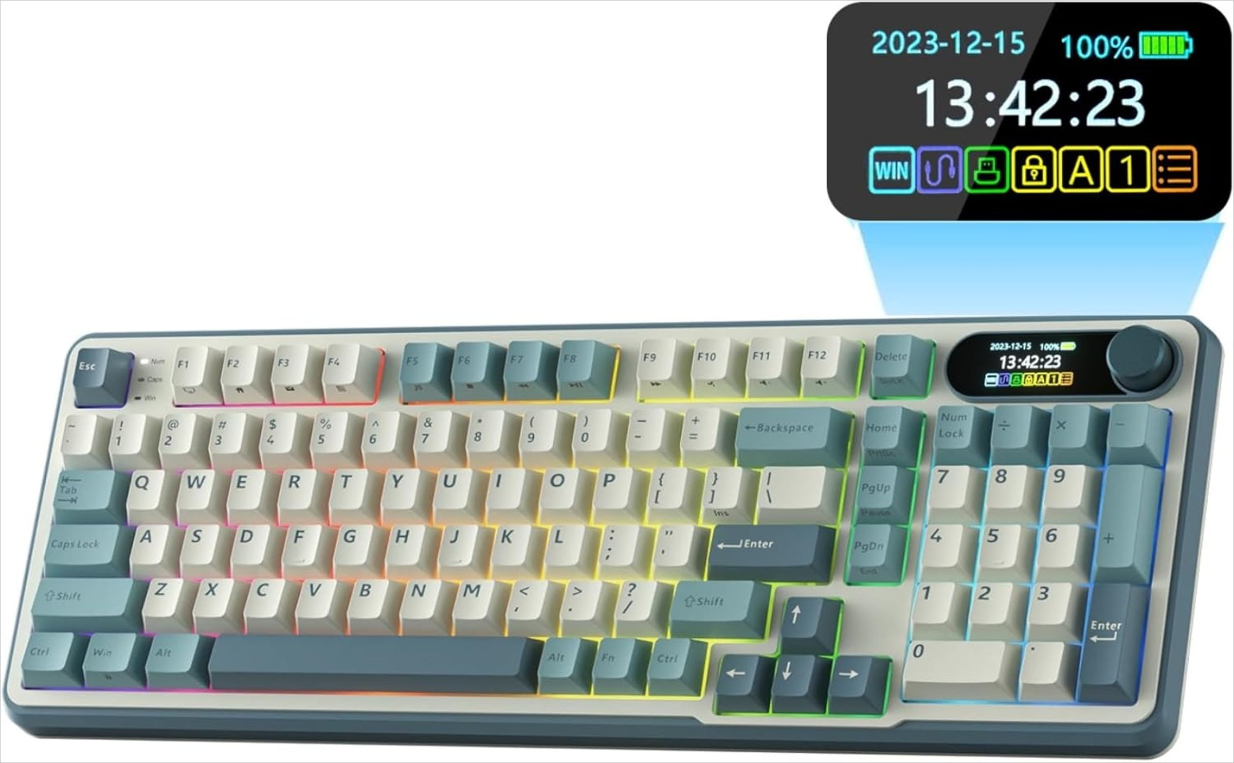 S98 Mechanical Keyboard with/Smart Display & Knob, Top Mount 96% ...