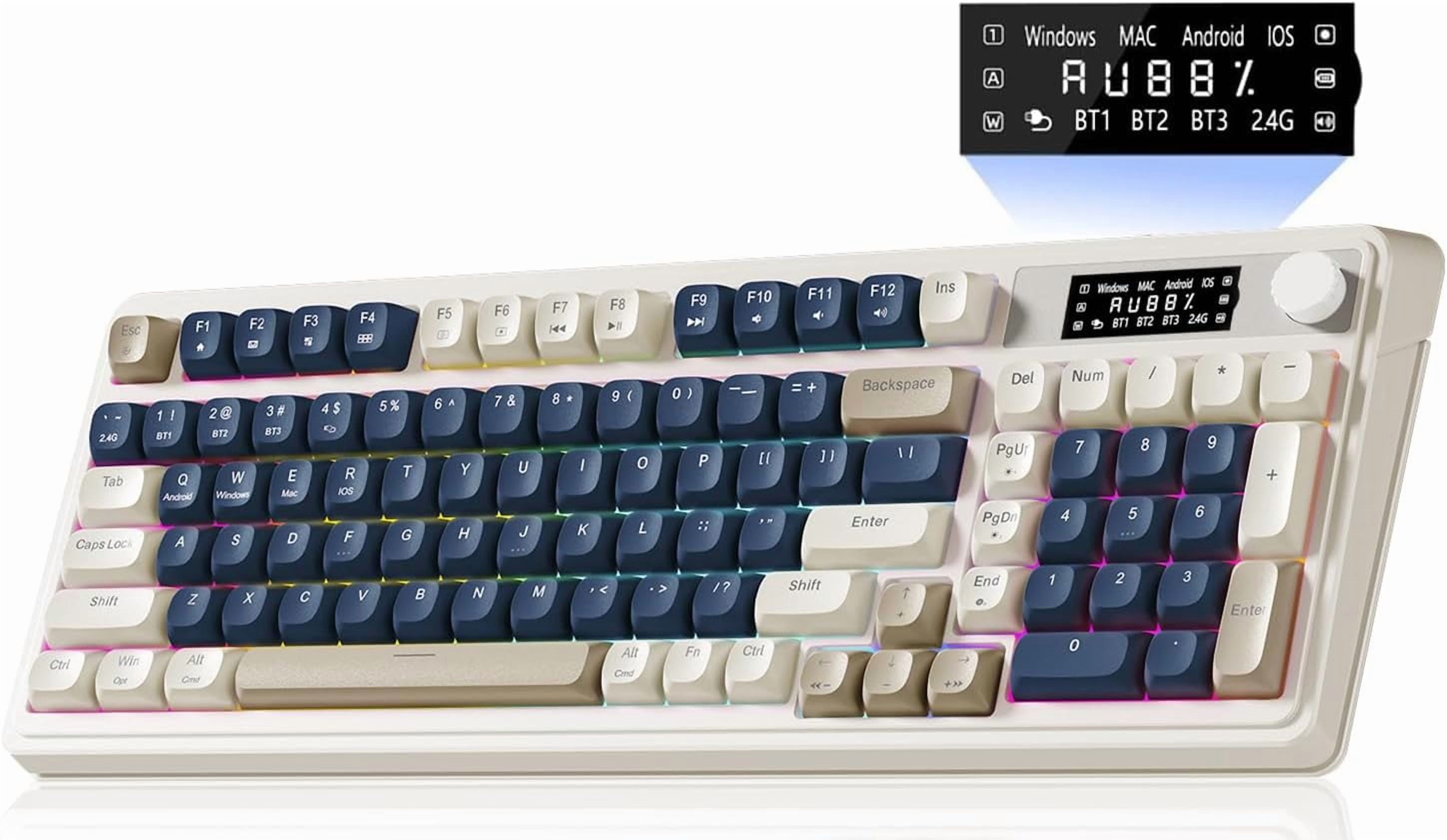S99 Pro Wireless Keyboard, Gaming Keyboards Media Knob Custom RGB ...