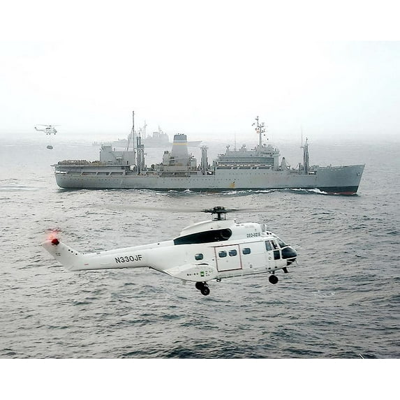 SA-330 Puma Helicopter w/ USNS Sirius Style - A - 24x36 Inch Laminated ...