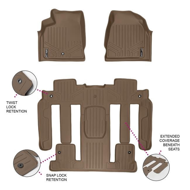 SA1043-B1044-P Custom Fit 3 Row Floor Mats Liner Set for 2009-2017 ...