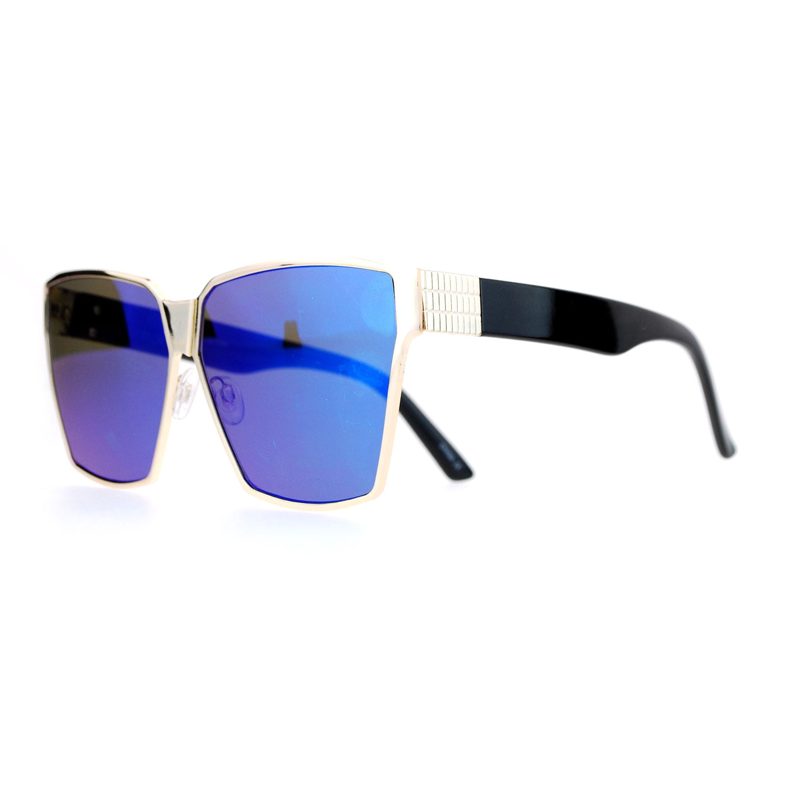 SA106 Diva Oversize Mob Rectangular Mafia Mirror Lens Sunglasses Blue ...