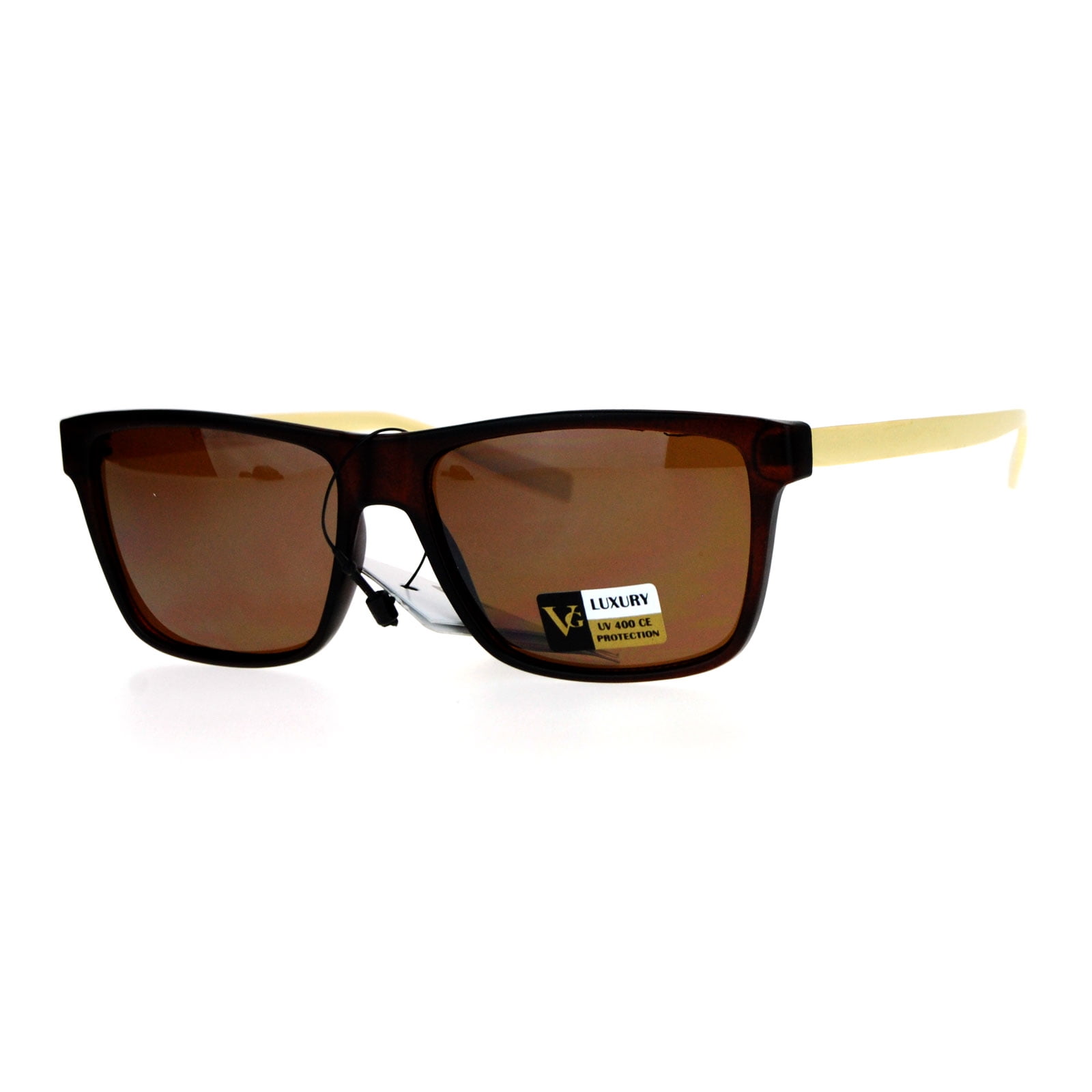 SA106 Luxury Metal Arm Narrow Rectangular Mens Sunglasses All Brown ...