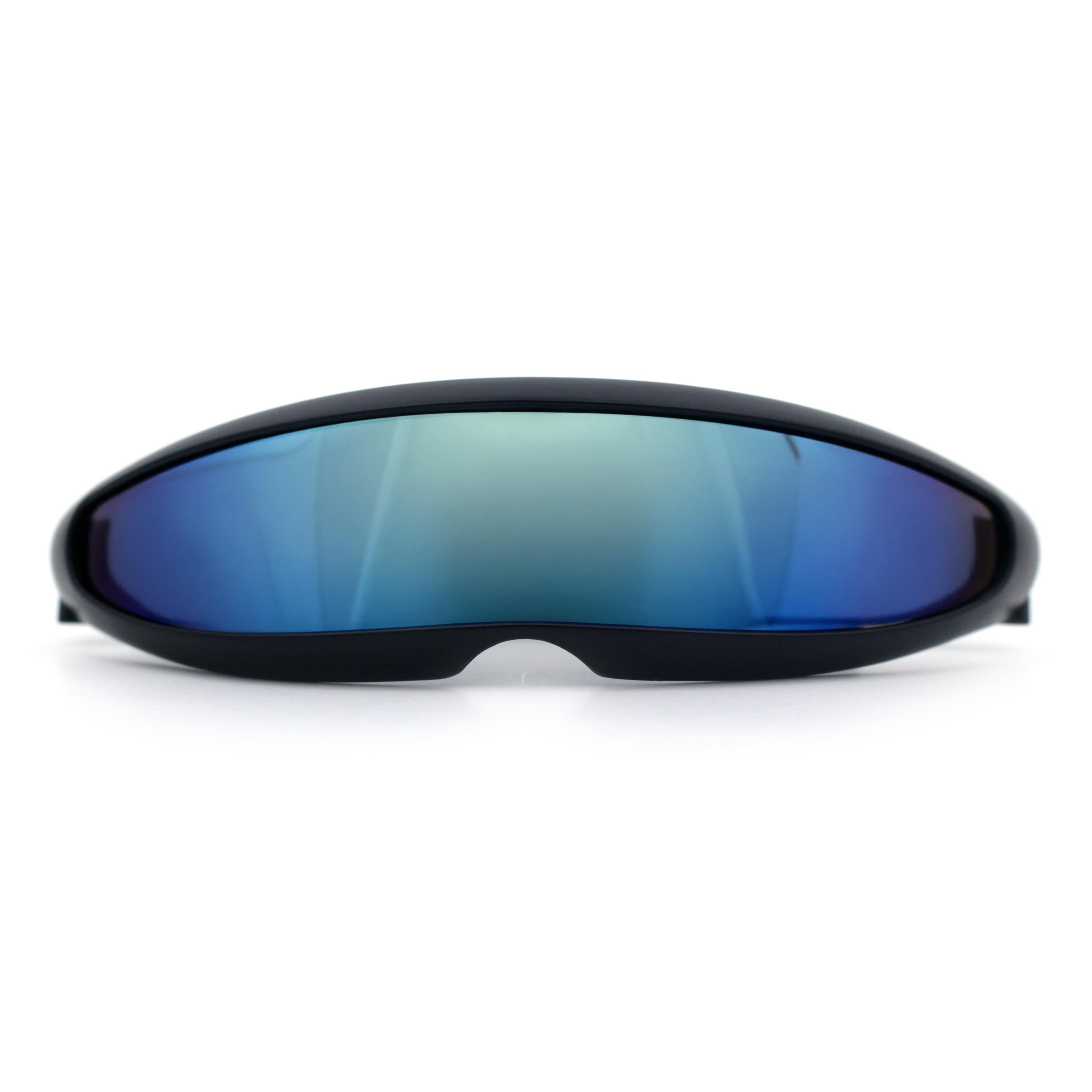 SA106 Mirror Lens Monolens Cyclops Robotic Futuristic Sunglasses Black ...