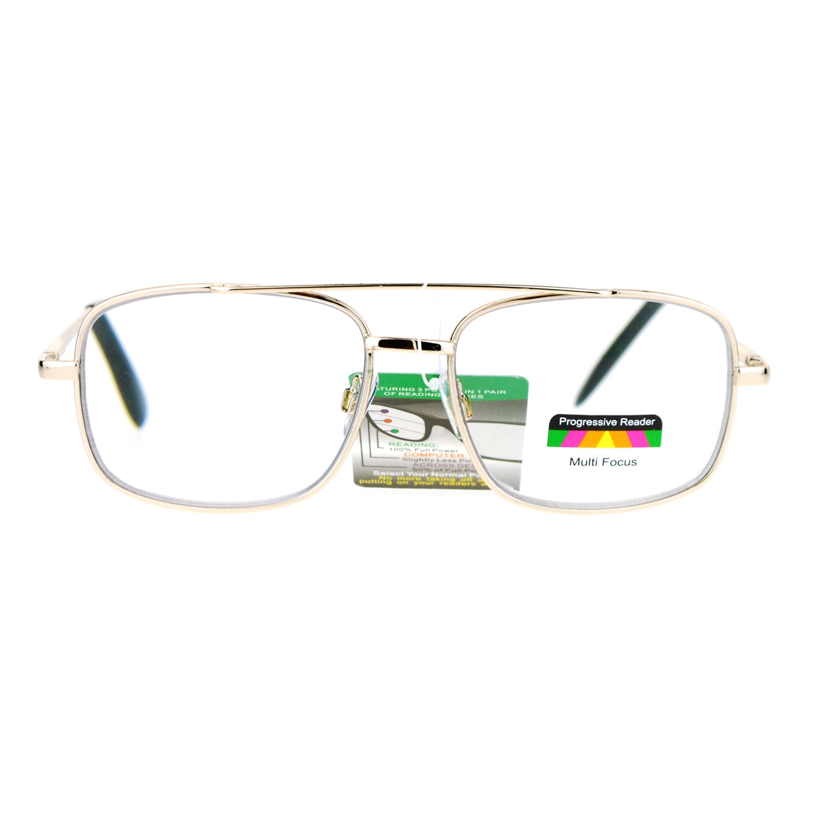 SA106 Rectangular Metal Frame Multi 3 Focus Progressive Reading Glasses ...