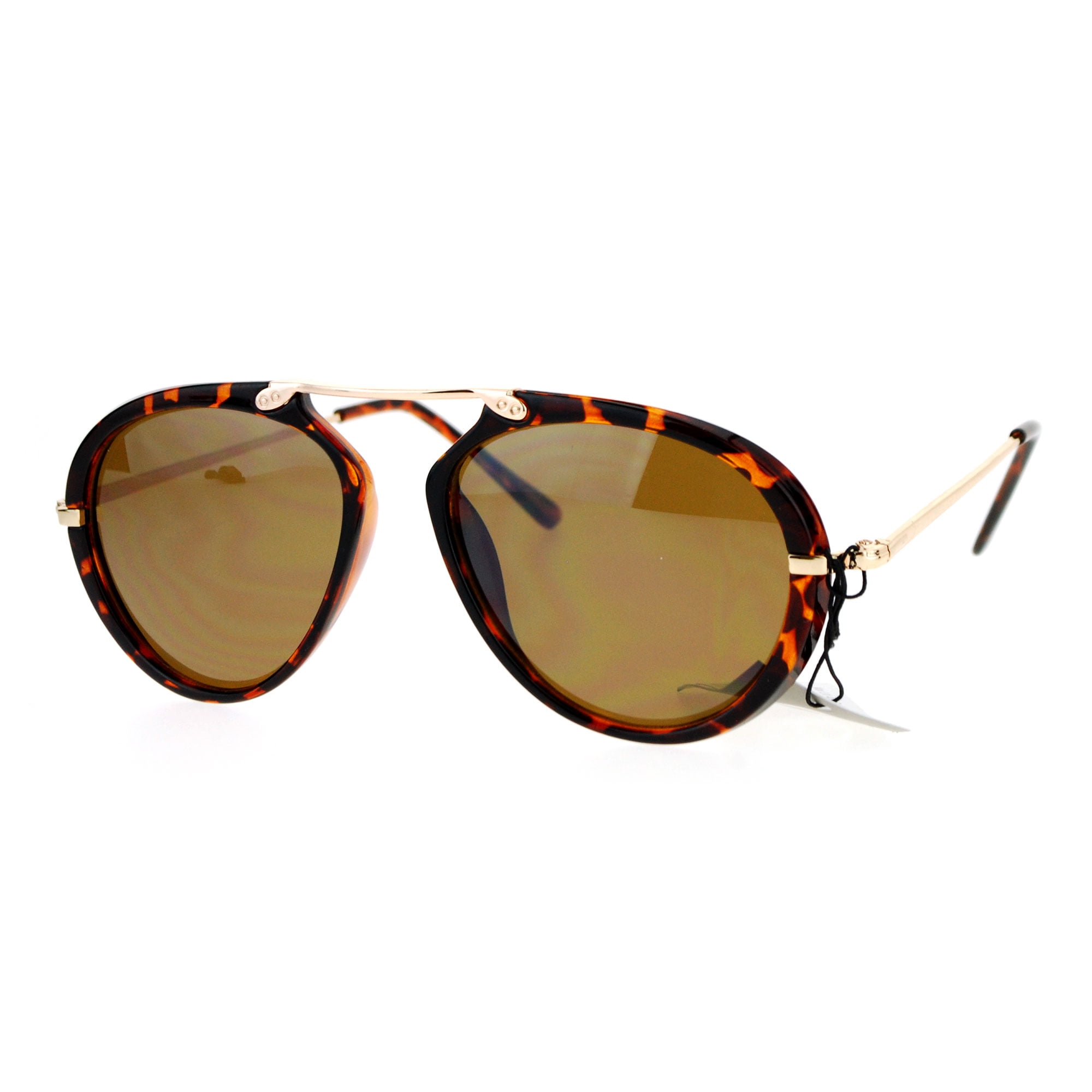 SA106 Retro Flat Top Bridge Racer Plastic Aviator Sunglasses Tortoise ...