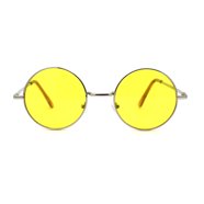 Retro Snug Small Round Circle Lens Hippie Sunglasses Silver Blue ...