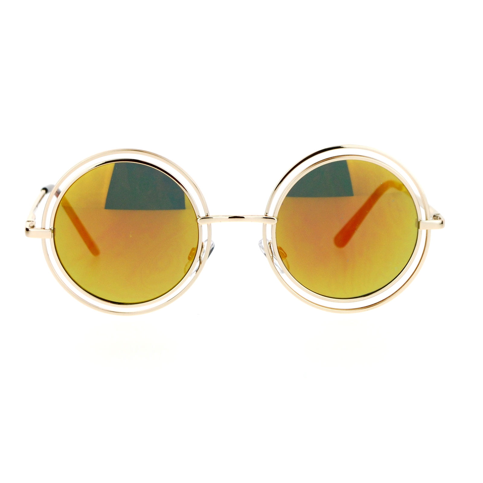 SA106 Unisex Double Frame Hippie Round Circle Lens Pimp Sunglasses Gold ...