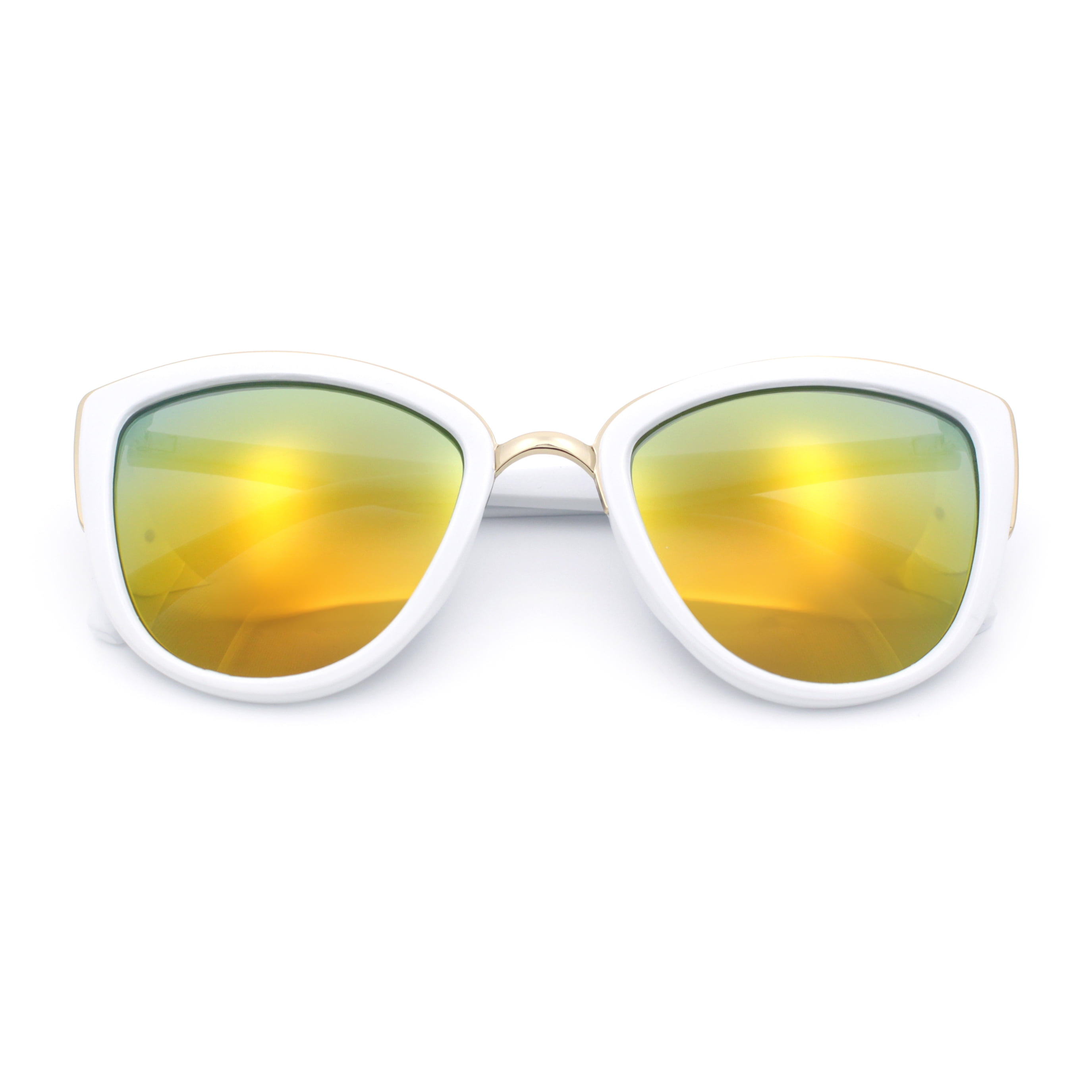 SA106 Women's Color Mirror Lens Oversize Cat Eye Fashion Sunglasses ...