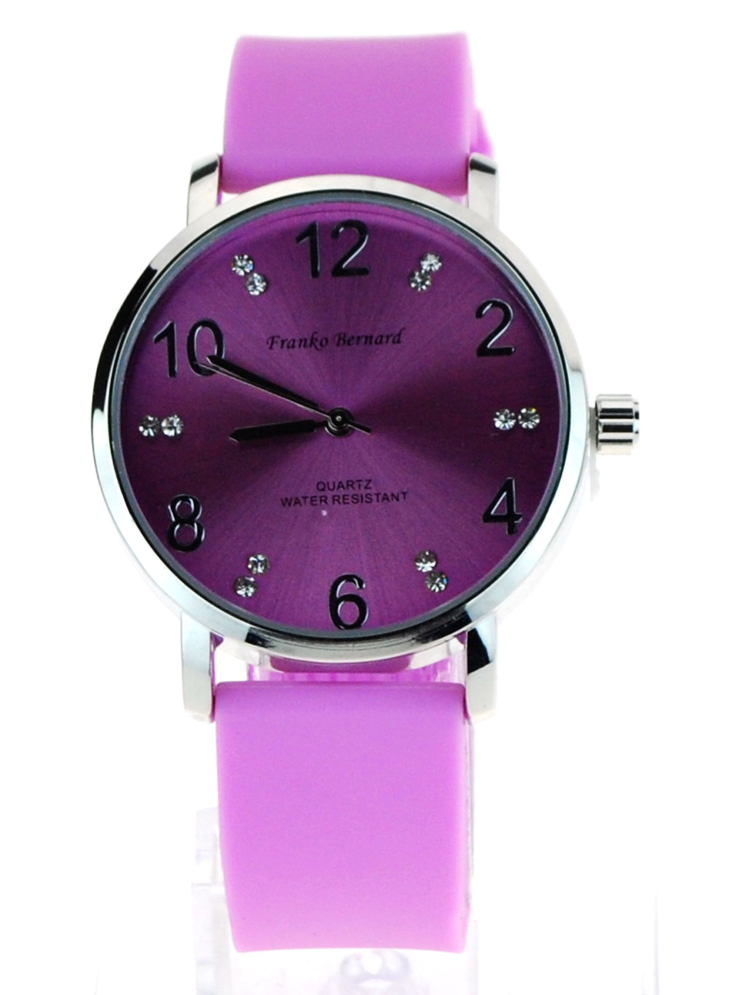 SA106 Womens Minimal Modern Silicone Round Rhinestone Analog Wrist ...