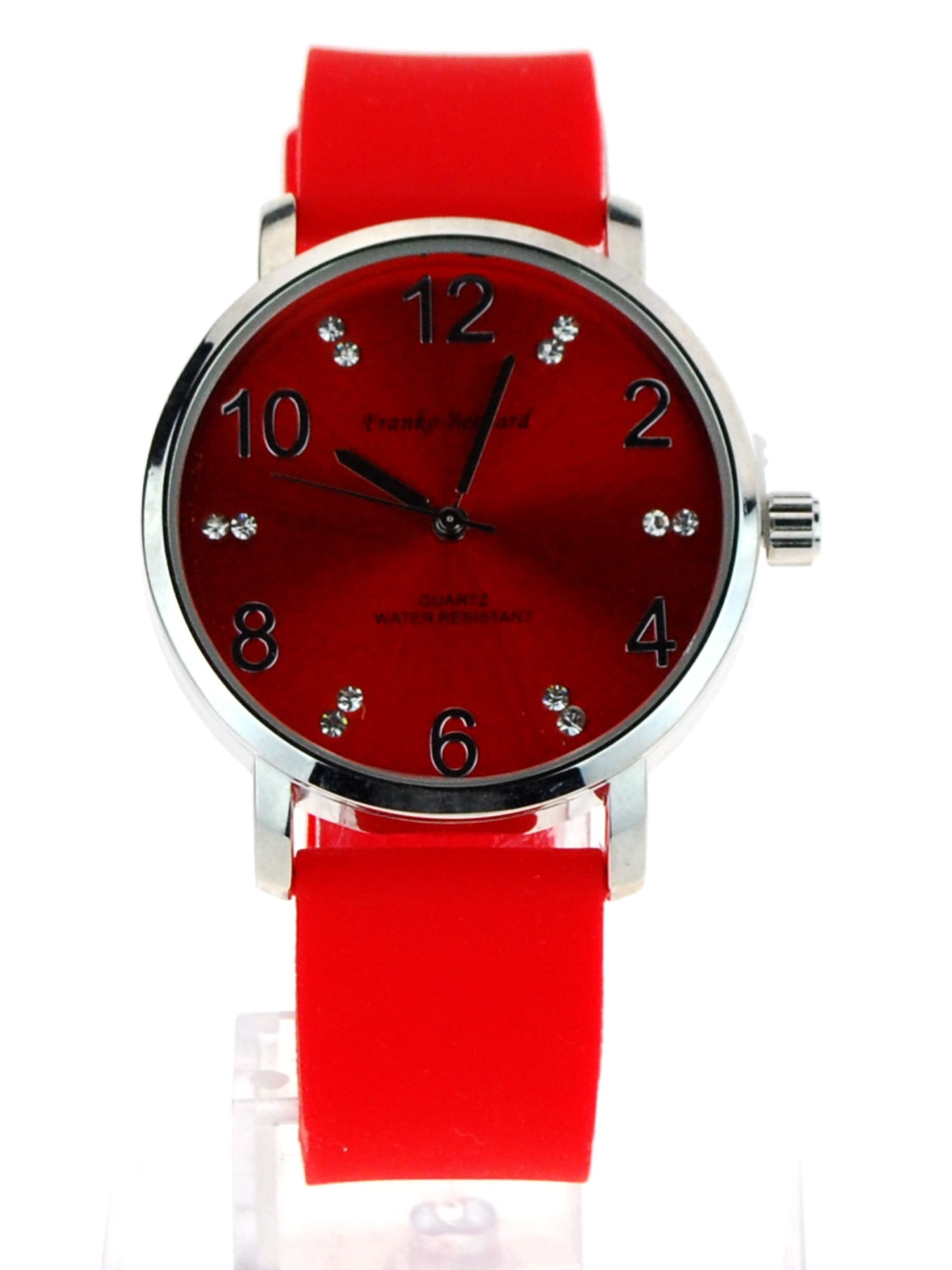 SA106 Womens Minimal Modern Silicone Round Rhinestone Analog Wrist ...