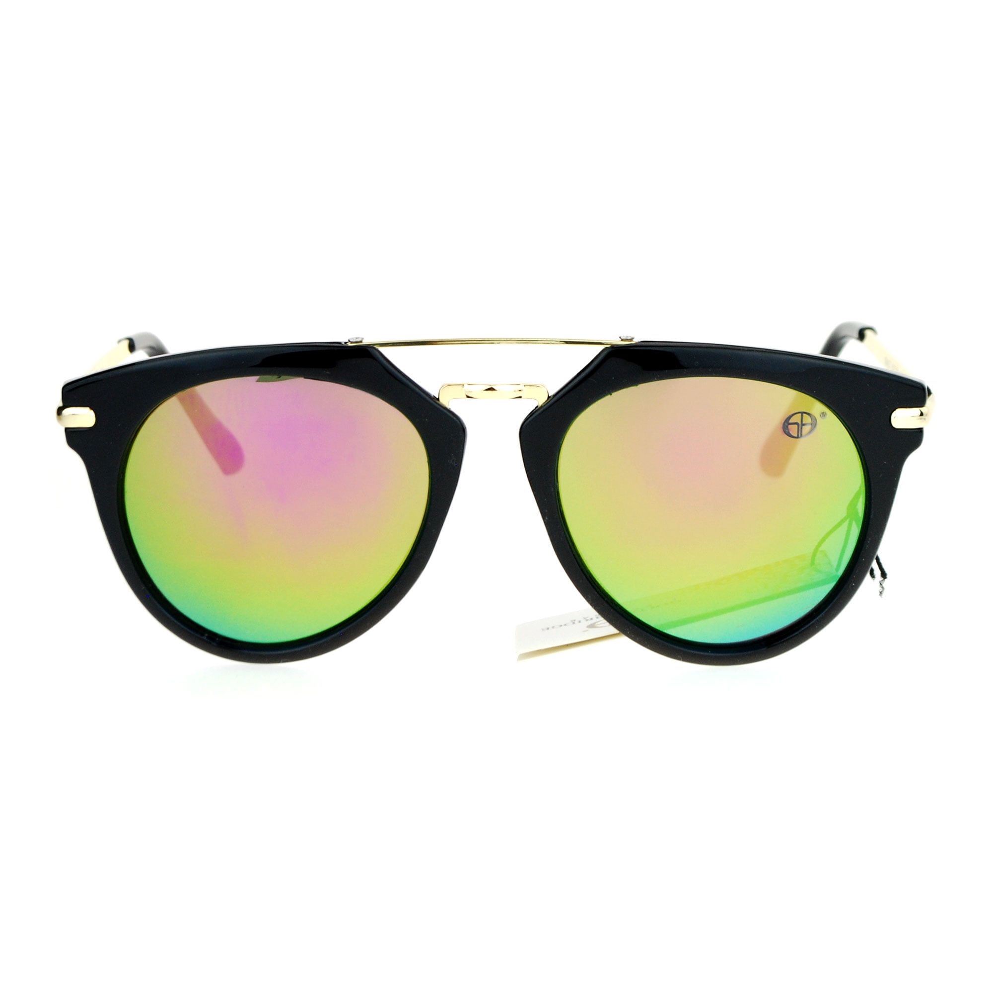 SA106 Womens Retro Designer Metal Bridge Horn Rim Aviator Sunglasses ...