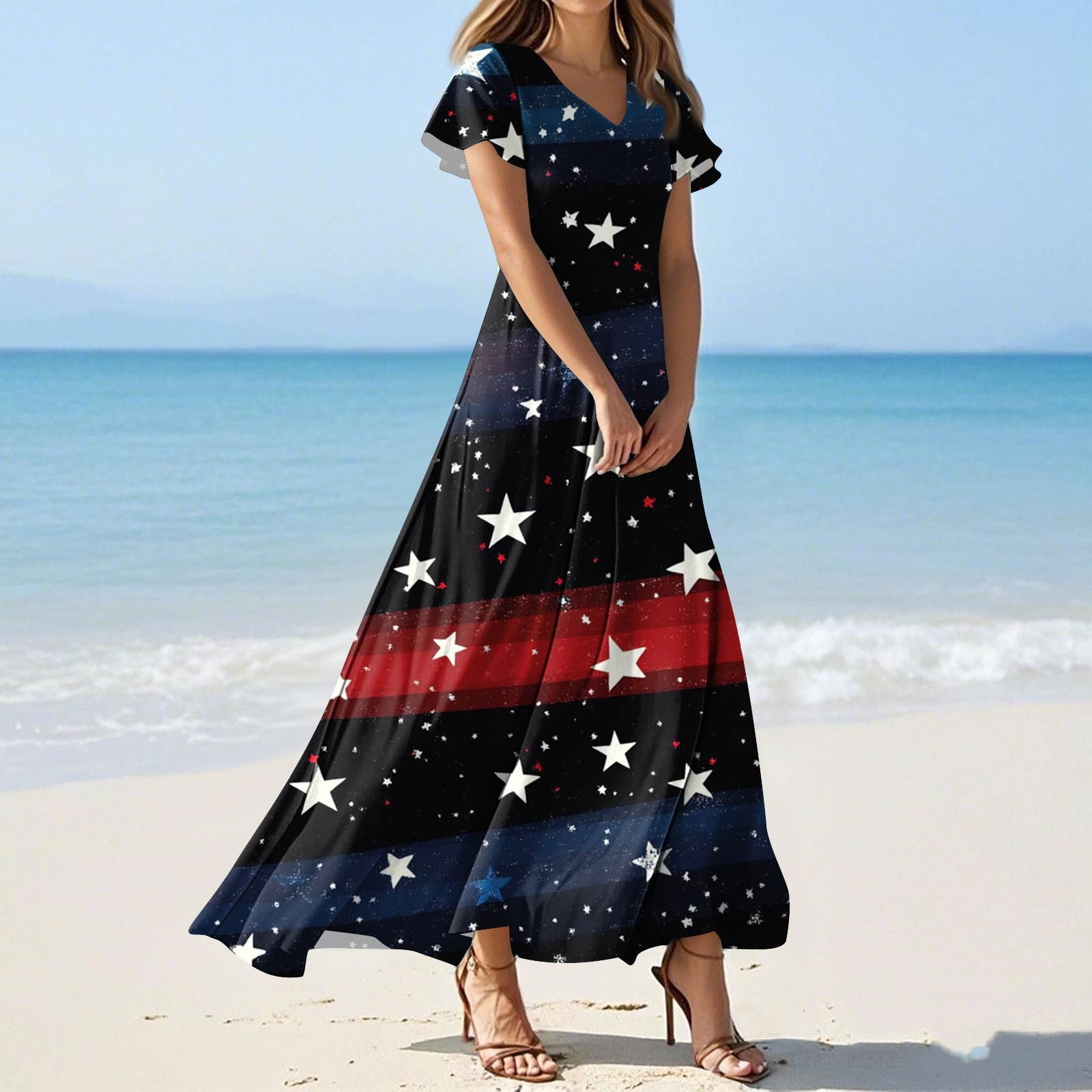 SAATLERI 4Th of July Dresses for Women Midi Patriotic Summer Dresses A ...