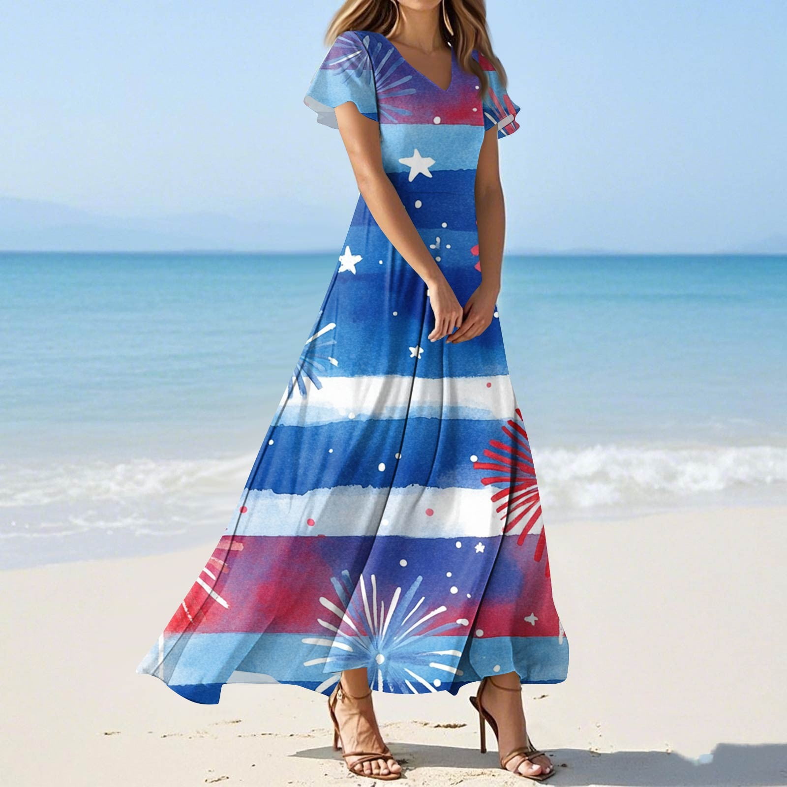 SAATLERI 4Th of July Dresses for Women Midi Patriotic Summer Dresses A ...