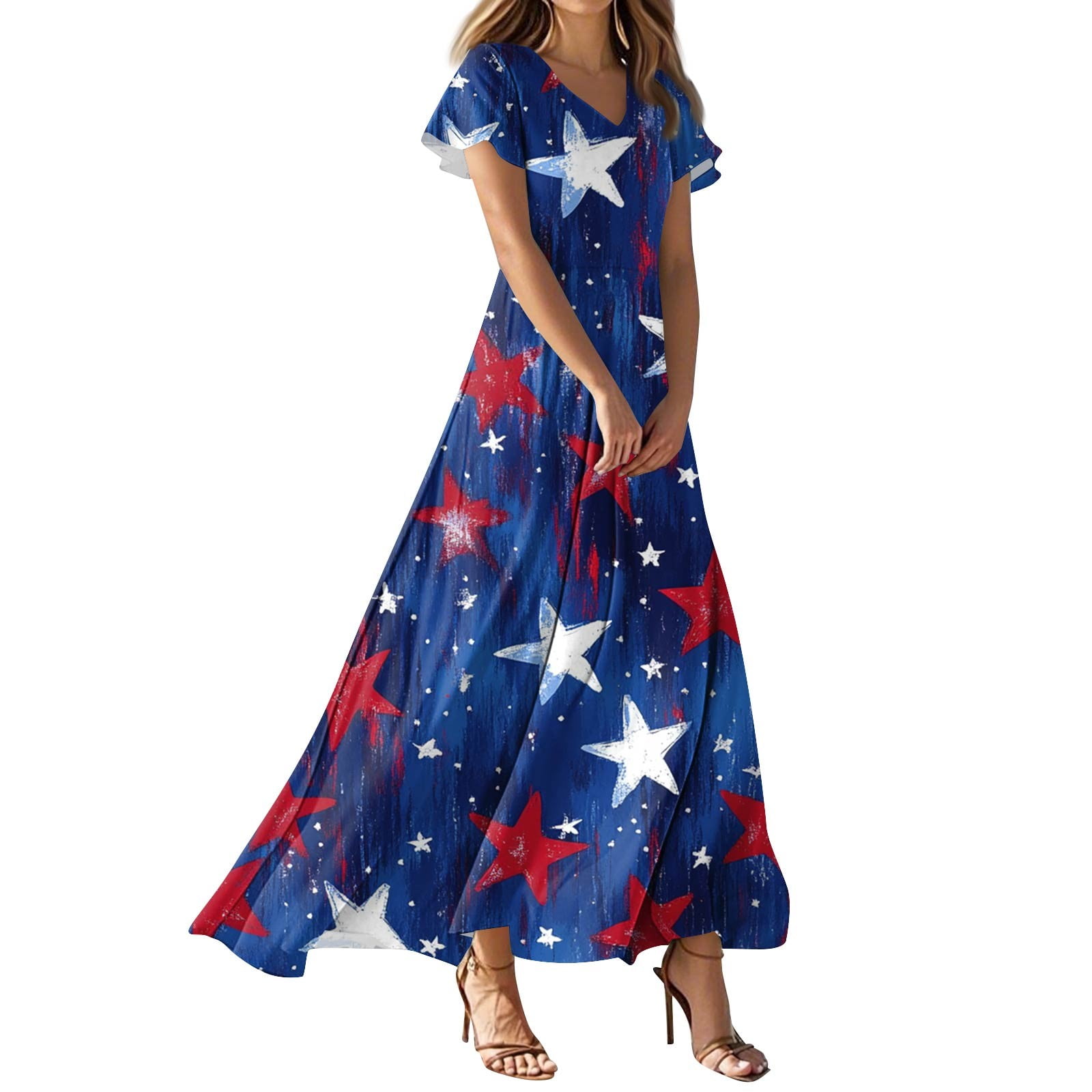 SAATLERI American Flag Dress for Women Independence Day Sun Dress A ...