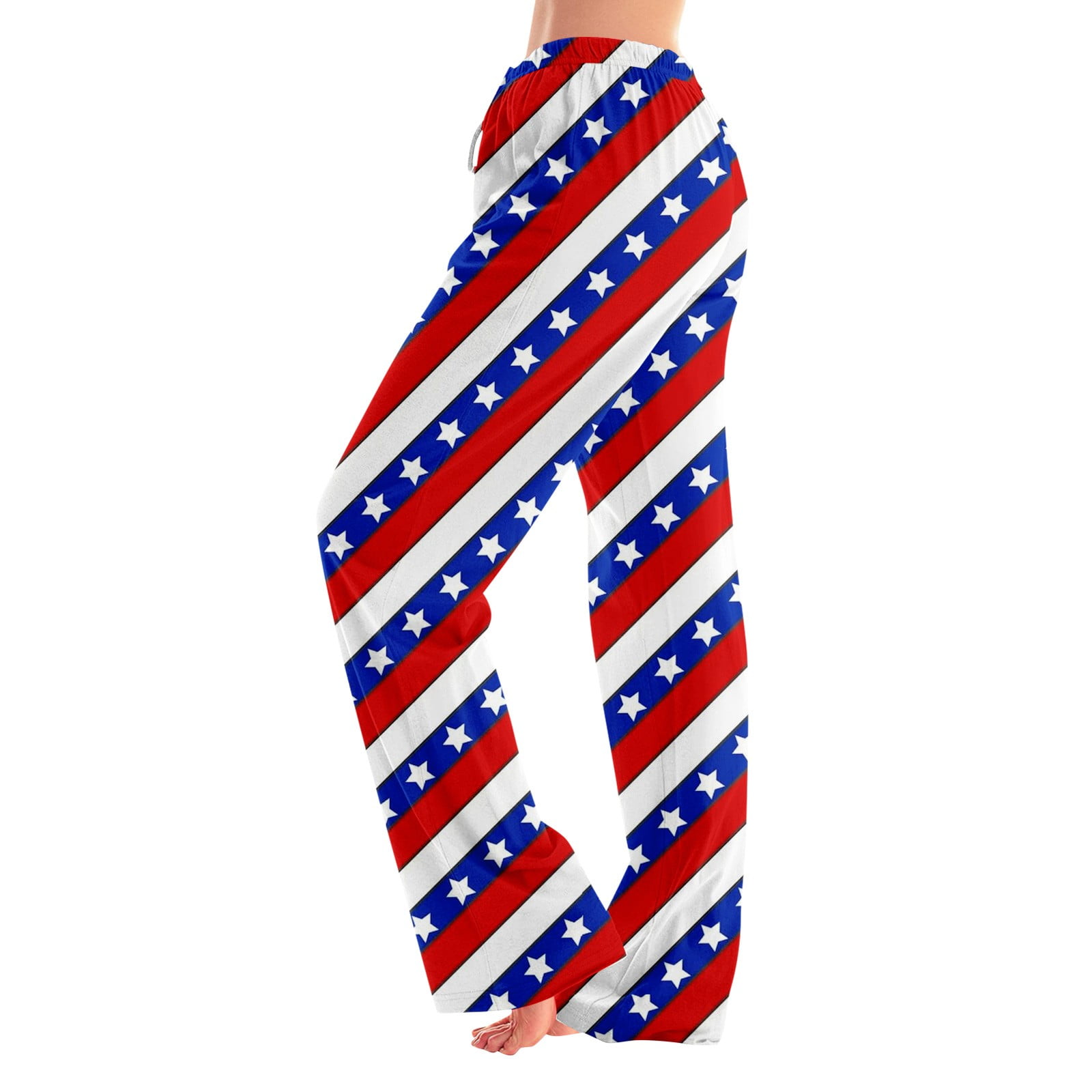 SAATLERI American Flag Pajamas Pants Women Funny Star Stripes Print ...