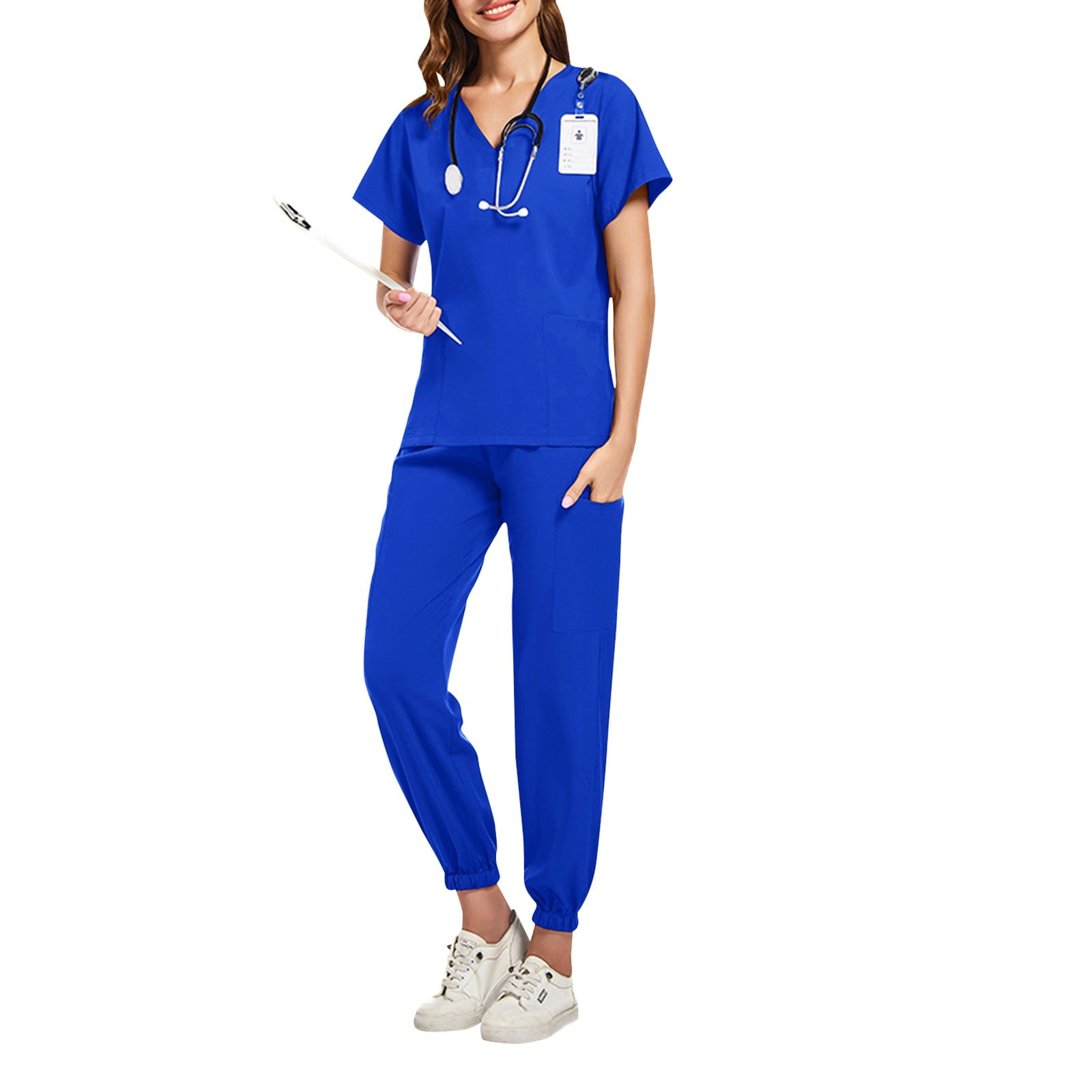 SAATLERI Cozy Fit Scrubs Sets for Women Medical Scrubs Stretch Fabric V ...