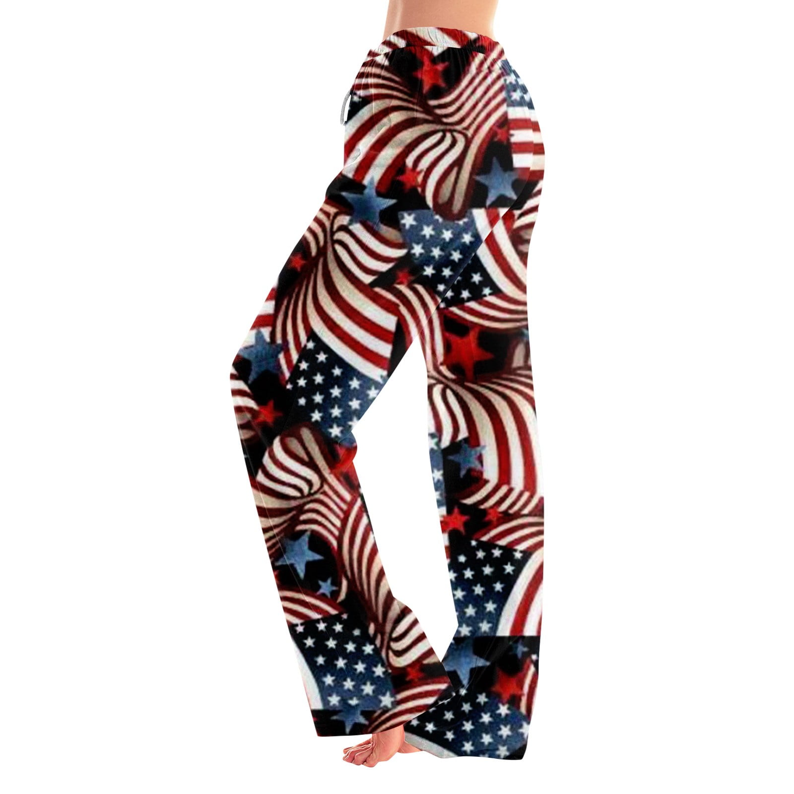 SAATLERI Independence Day Wide Leg Pajama Pants Red White and Blue ...