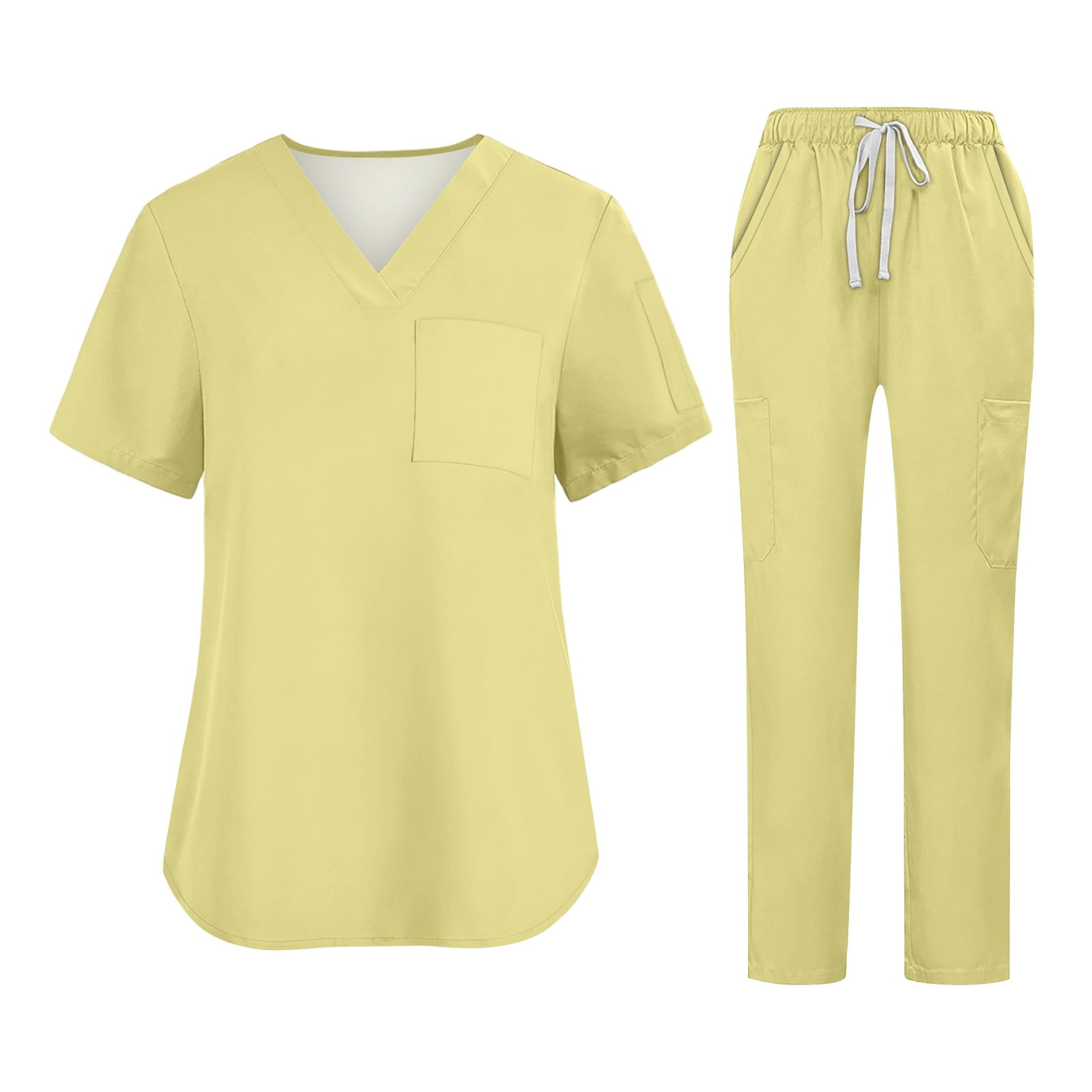 SAATLERI Nursing Uniform Scrubs for Women Stretch Fabric Wide Leg Scrub ...