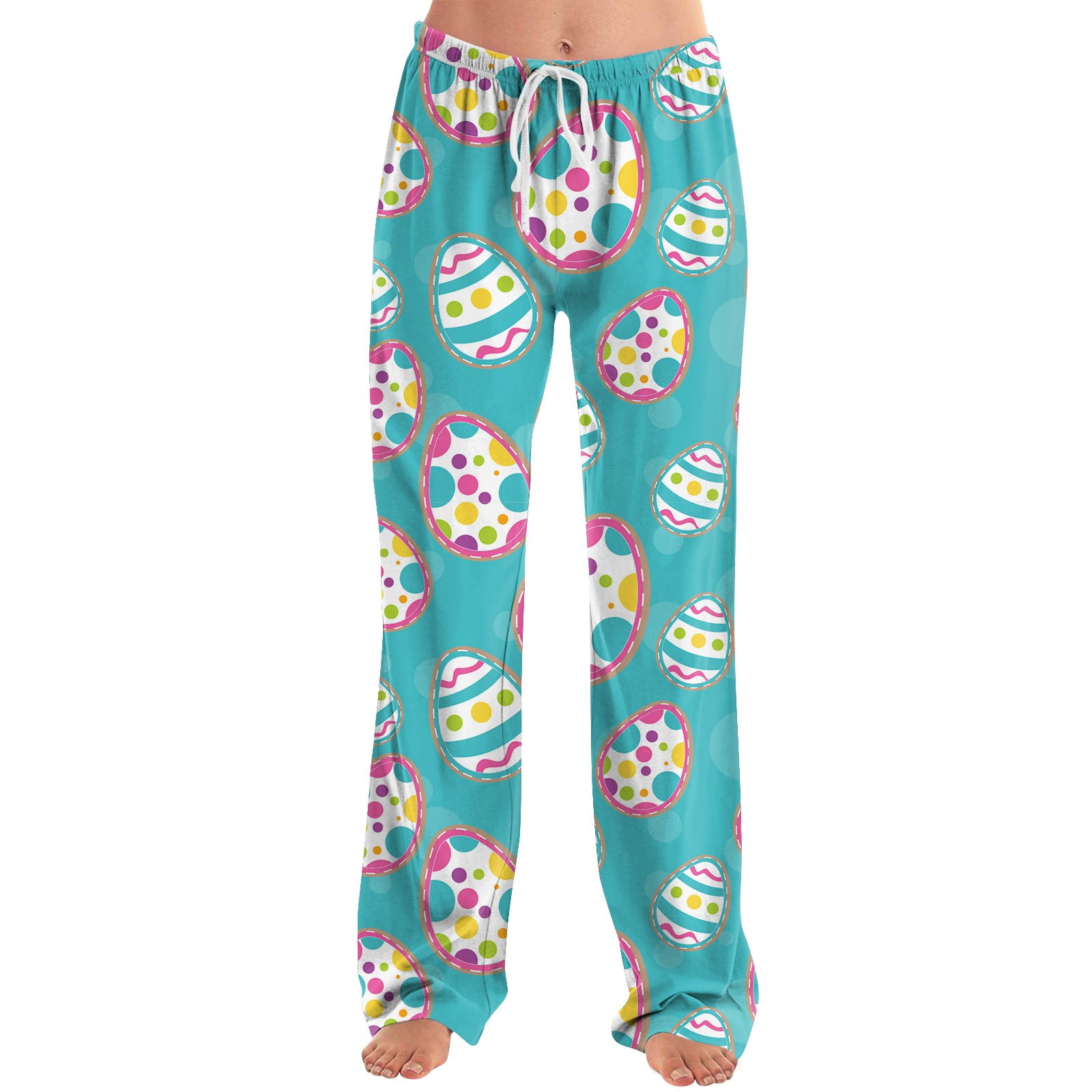 SAATLERI Pajamas Pants for Women Easter Bunny Print Sleepwear Lounge ...
