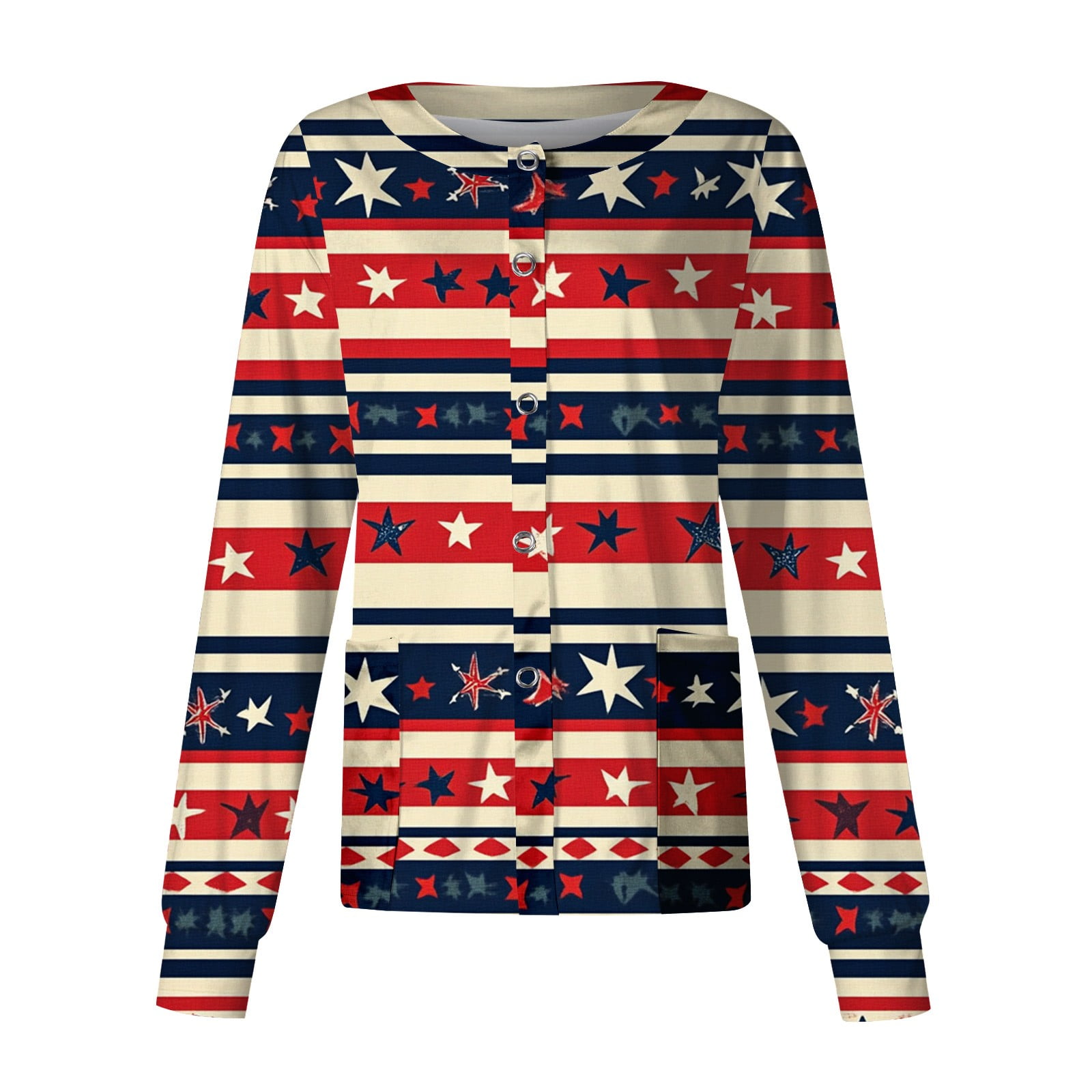 SAATLERI Patriotic Medical Scrub Jackets for Women 4th of July Flag ...
