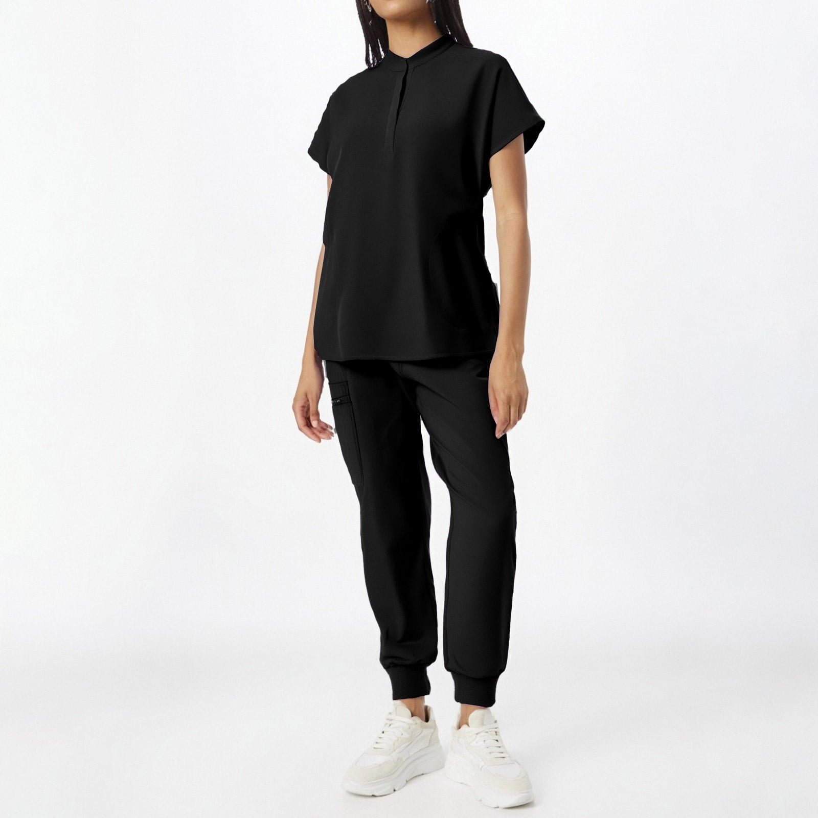 SAATLERI Petite Scrubs for Women Set Cozy Fit Jogger Pants & Nursing ...