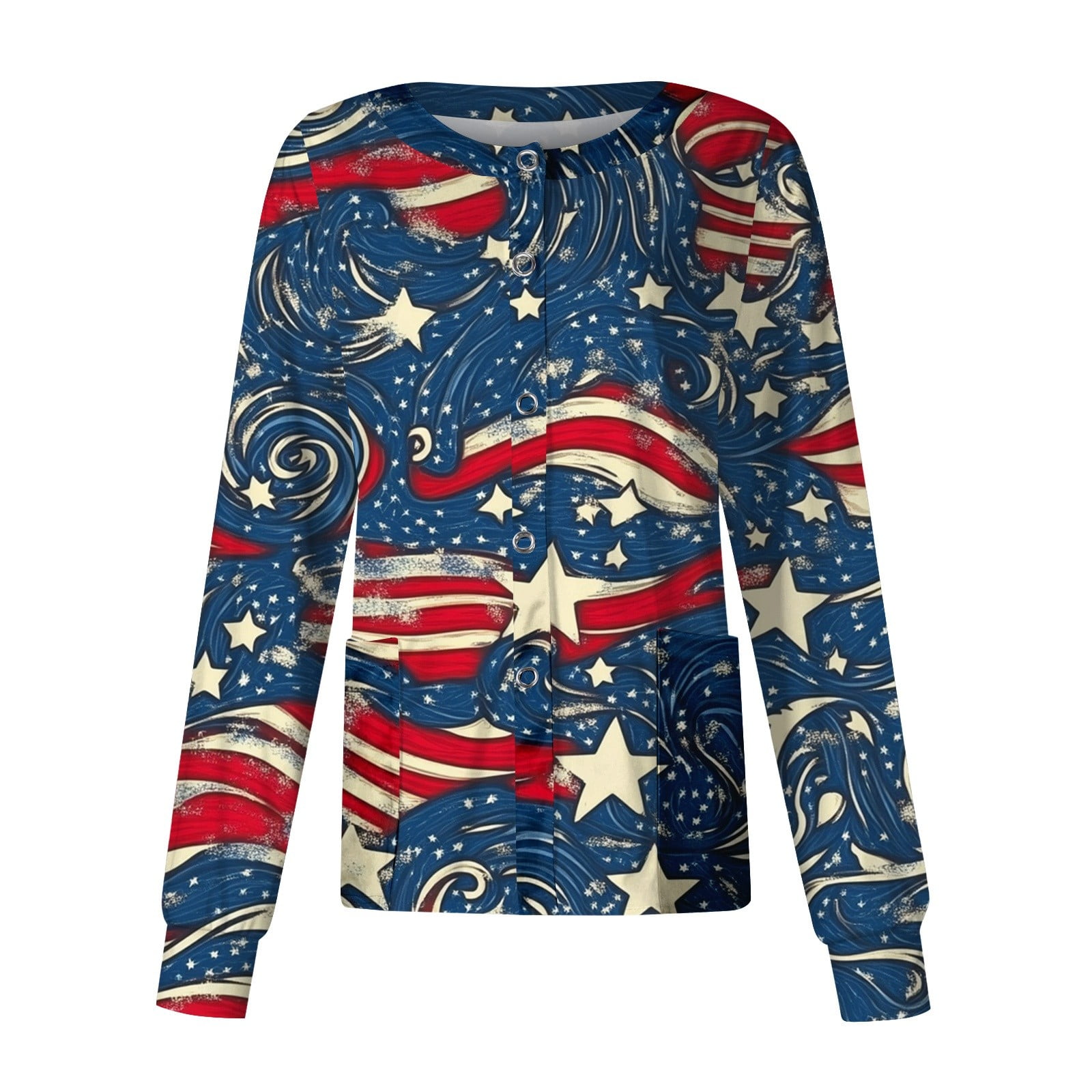 SAATLERI Red White Blue Scrub Jackets for Women July 4th American Flag ...