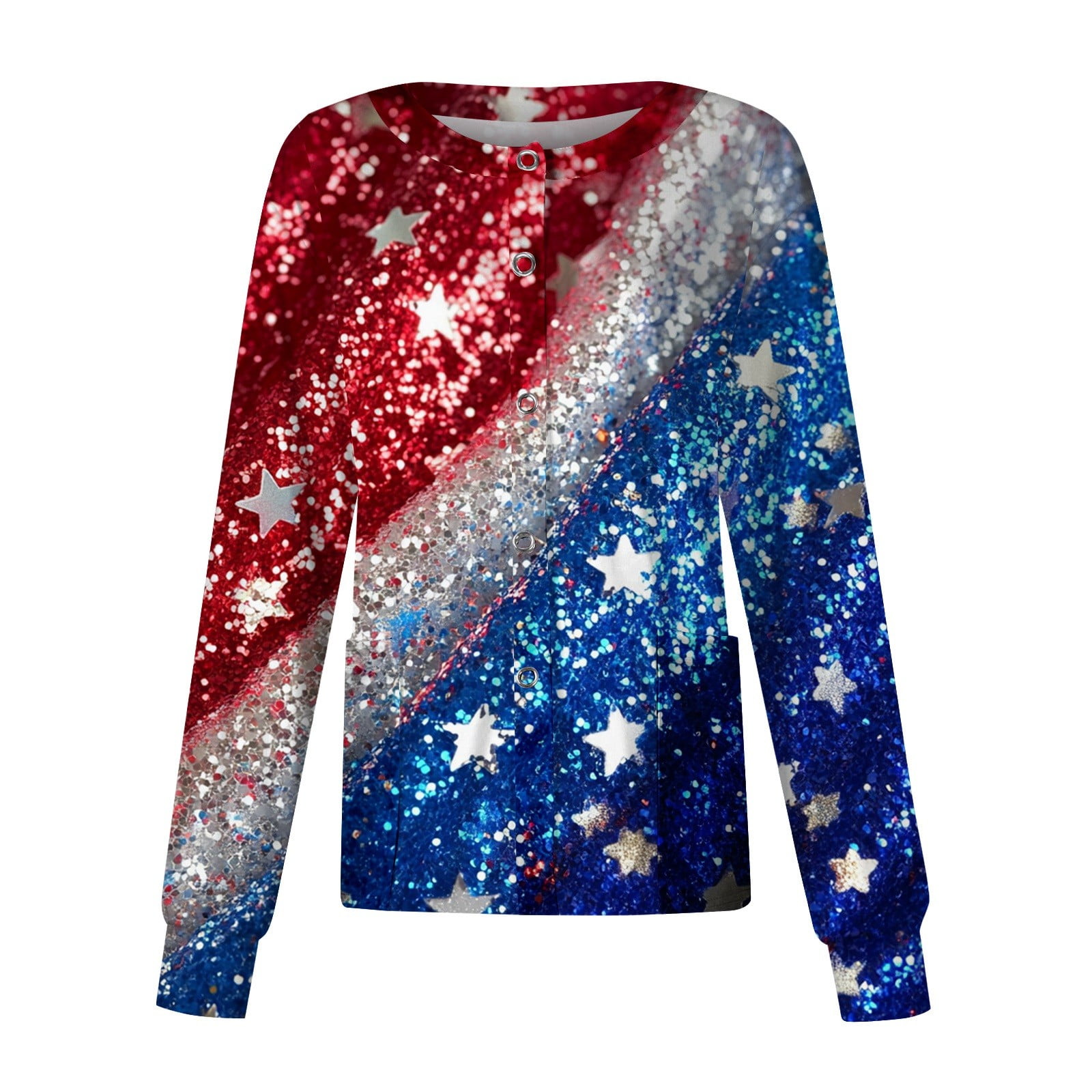 SAATLERI Red White Blue Scrub Jackets for Women July 4th American Flag ...