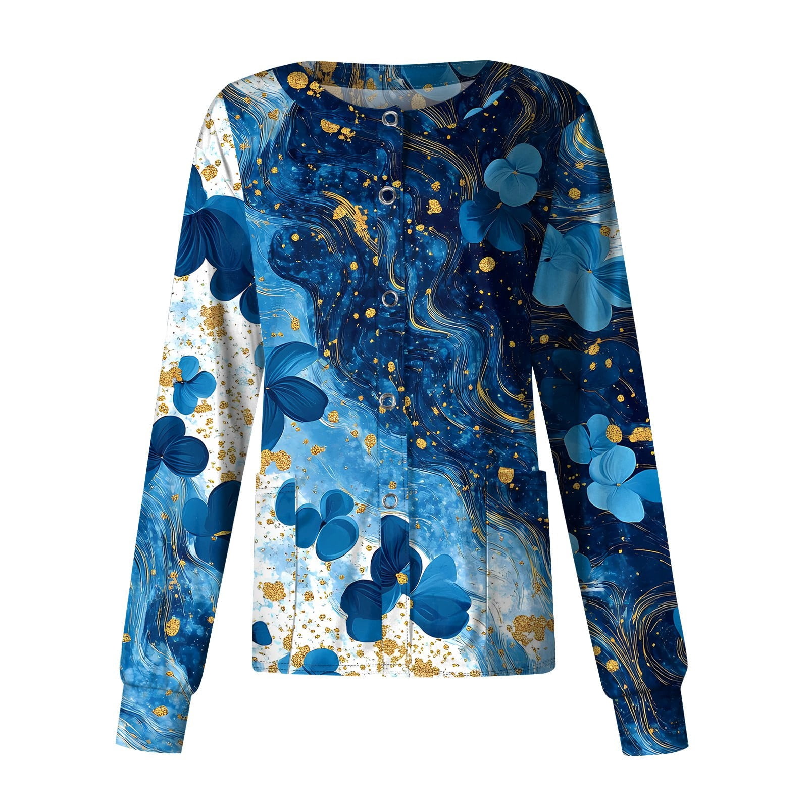 SAATLERI Scrub Jackets for Woman Fashion Long Sleeve Button Down ...