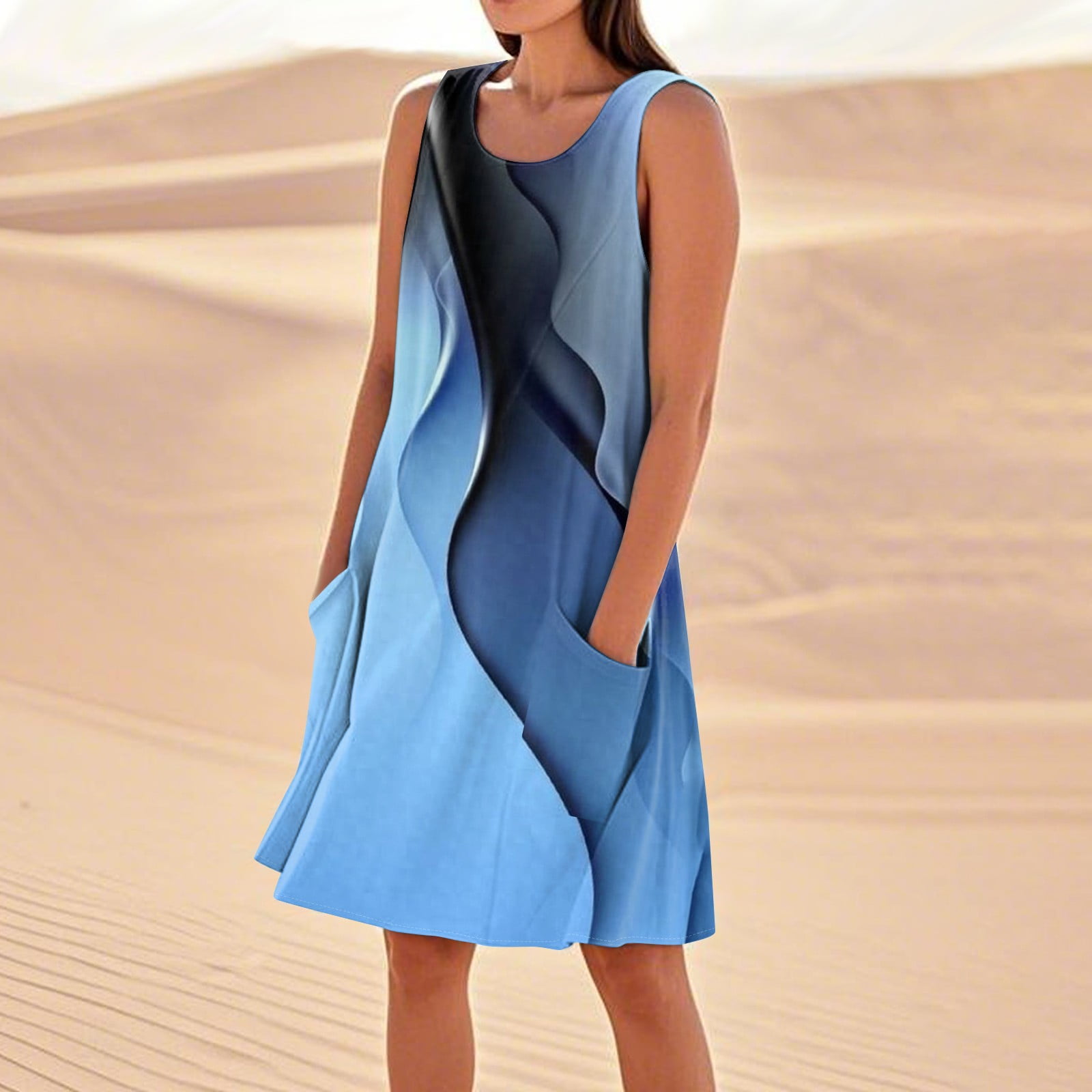 SAATLERI Sundresses for Women 2025 Sleeveless Crew Neck Summer Dressses ...