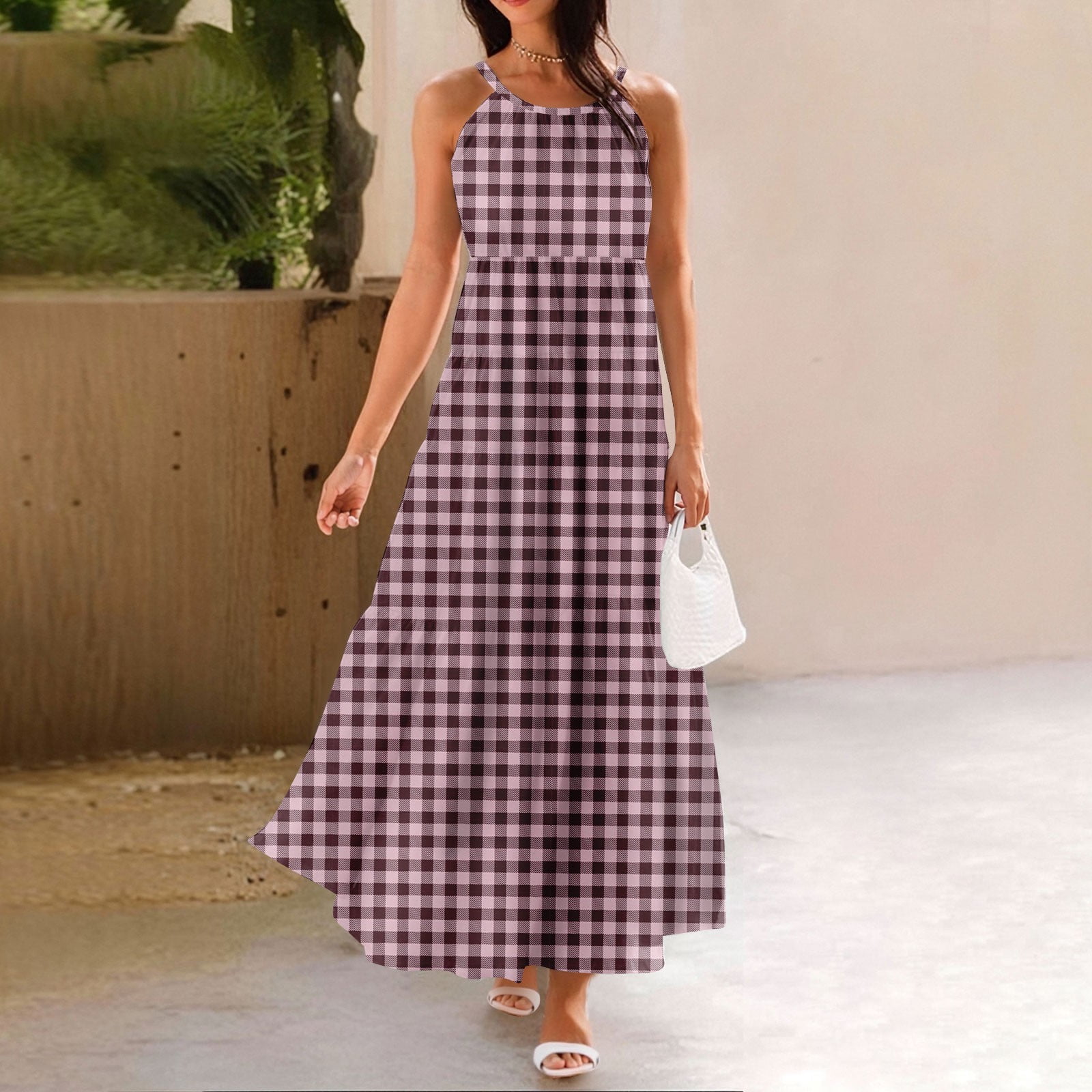 SAATLERI Sundresses for Women 2025 Trendy Casual Sleeveless Plaid ...