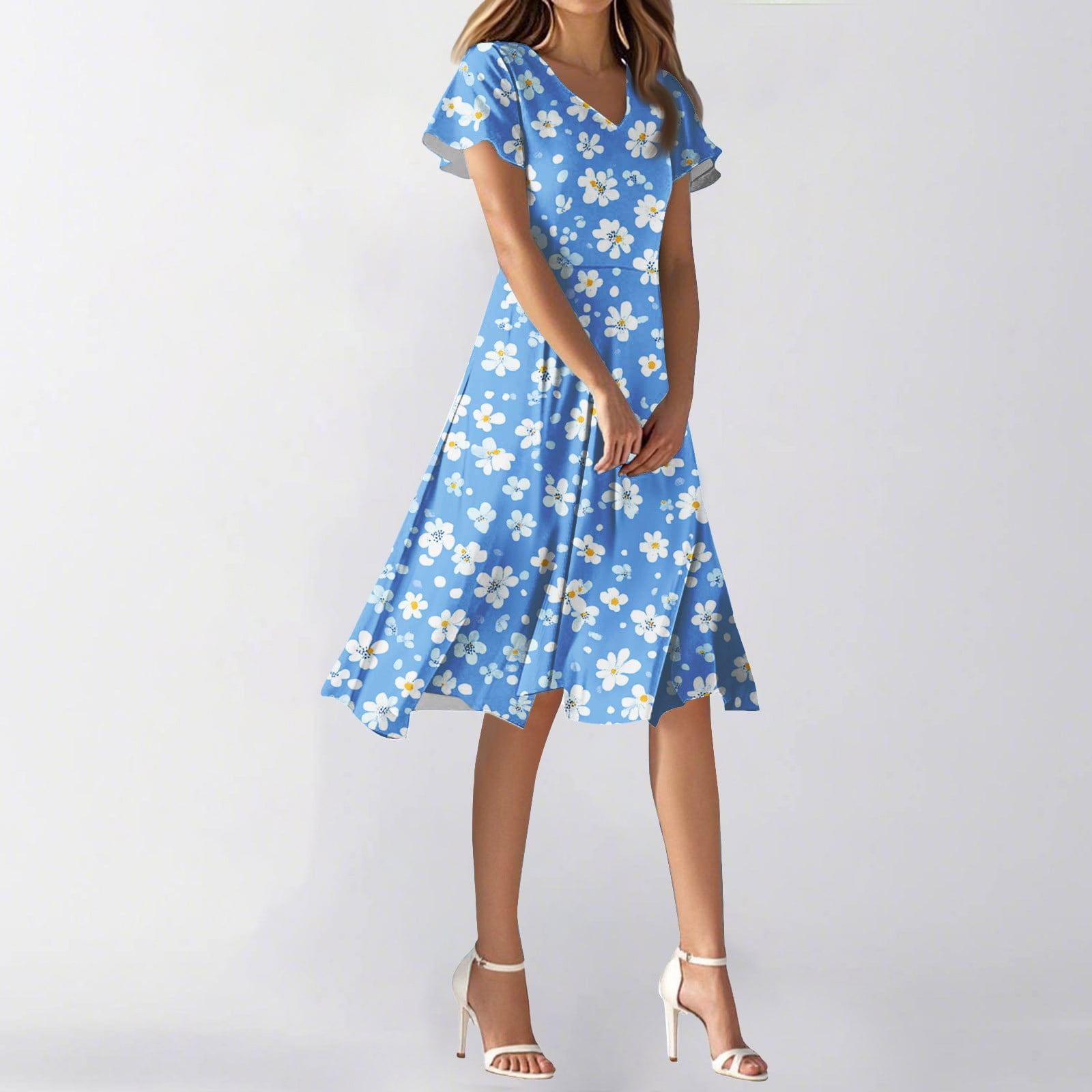 SAATLERI Sundresses for Women 2025 V Neck Empire Waist Sundress Boho ...