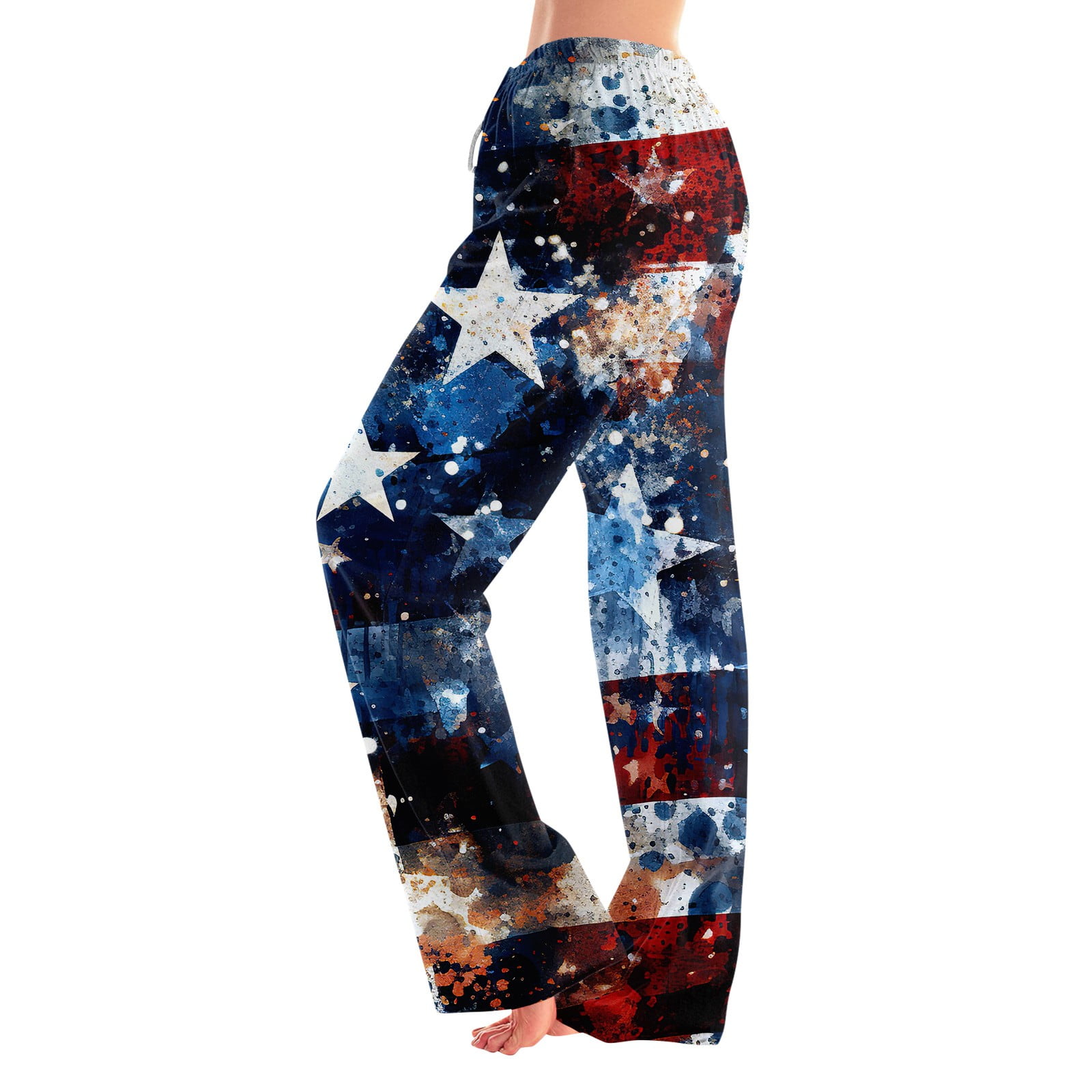 SAATLERI Women's American Flag Pajama Bottoms Funny Star Stripes Print ...
