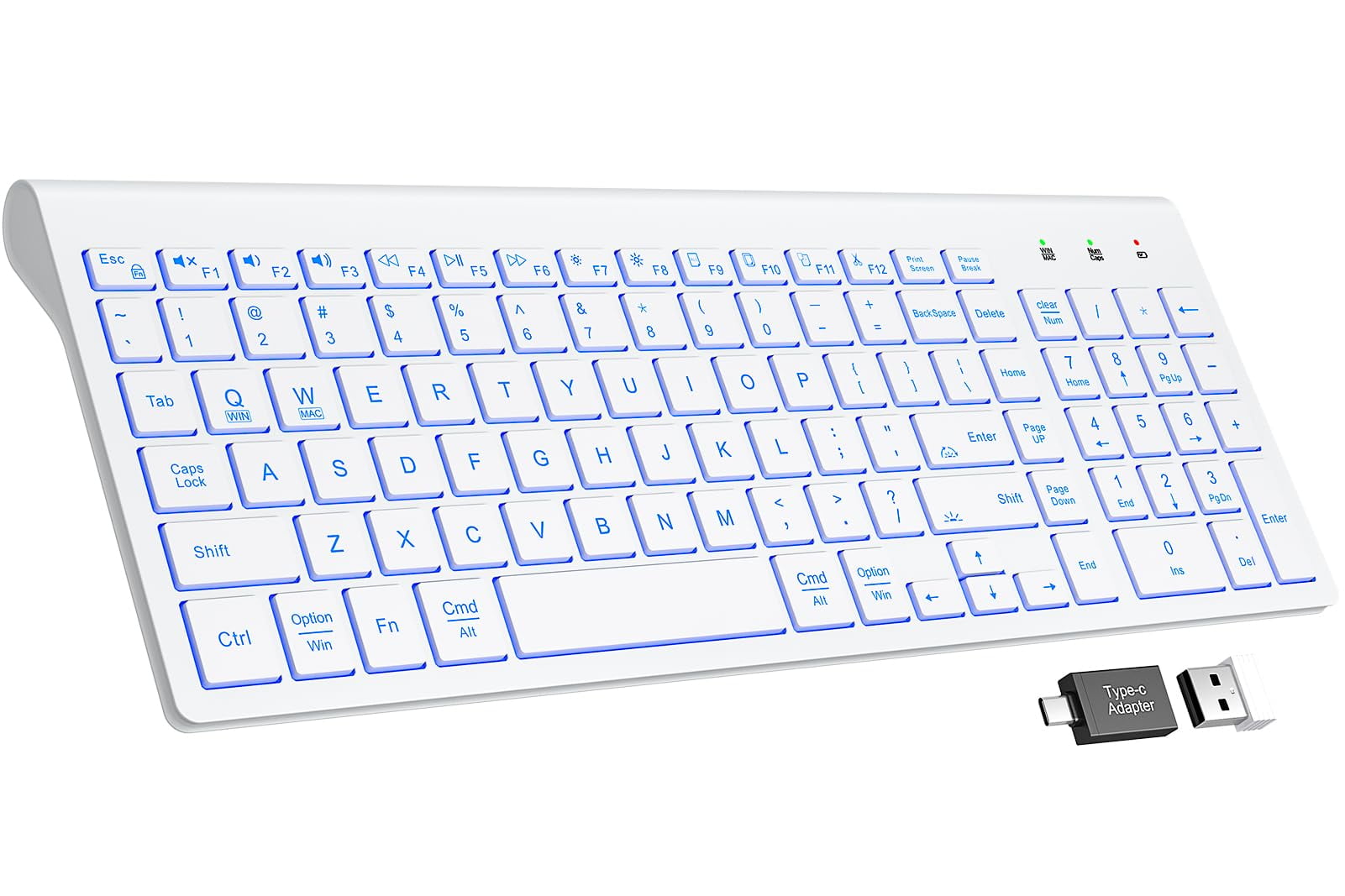 SABLUTE Wireless Keyboard with 7 Colored Backlits, Rechargeable Silent ...