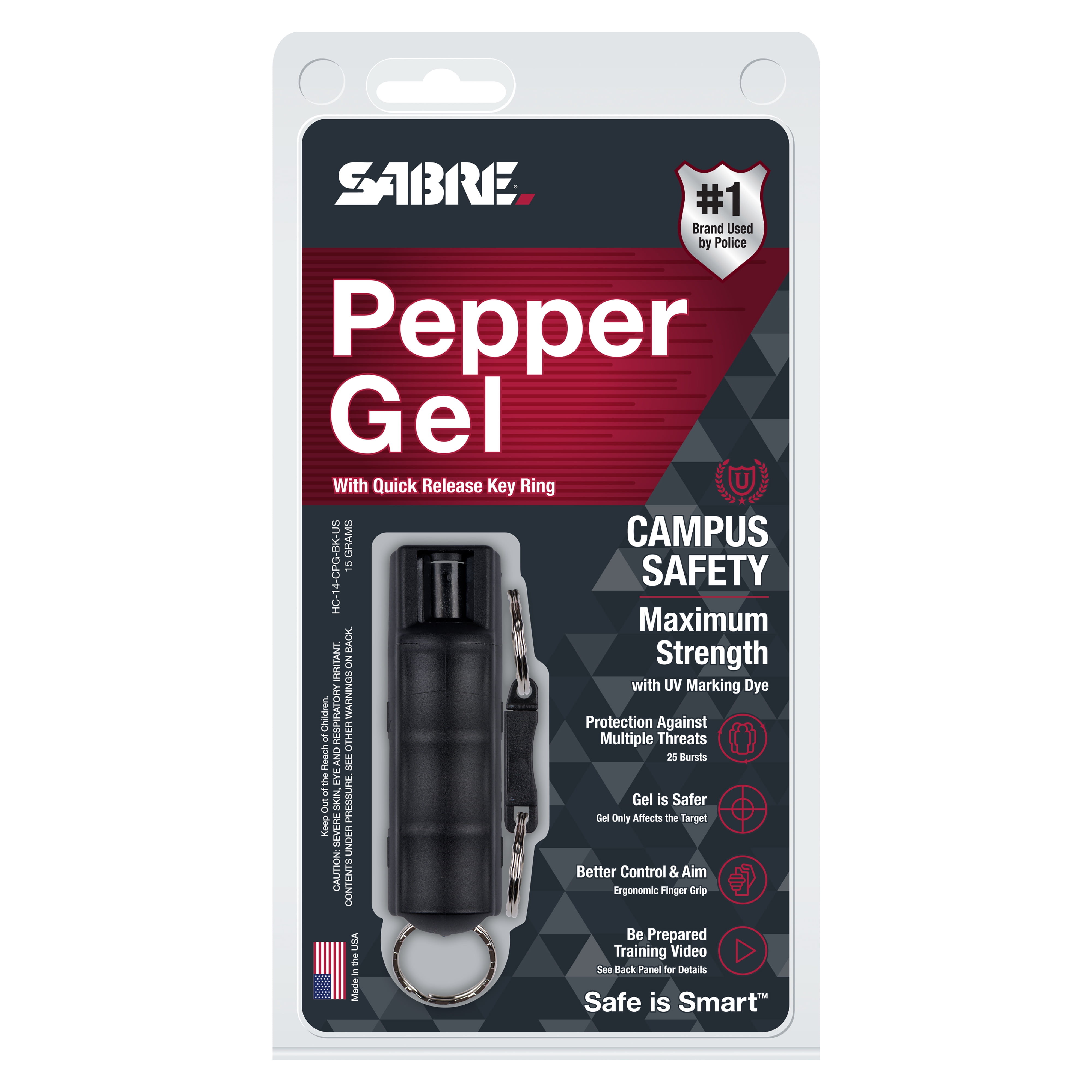 SABRE Compact Maximum Strength Pepper Gel Spray Keychain with Quick ...