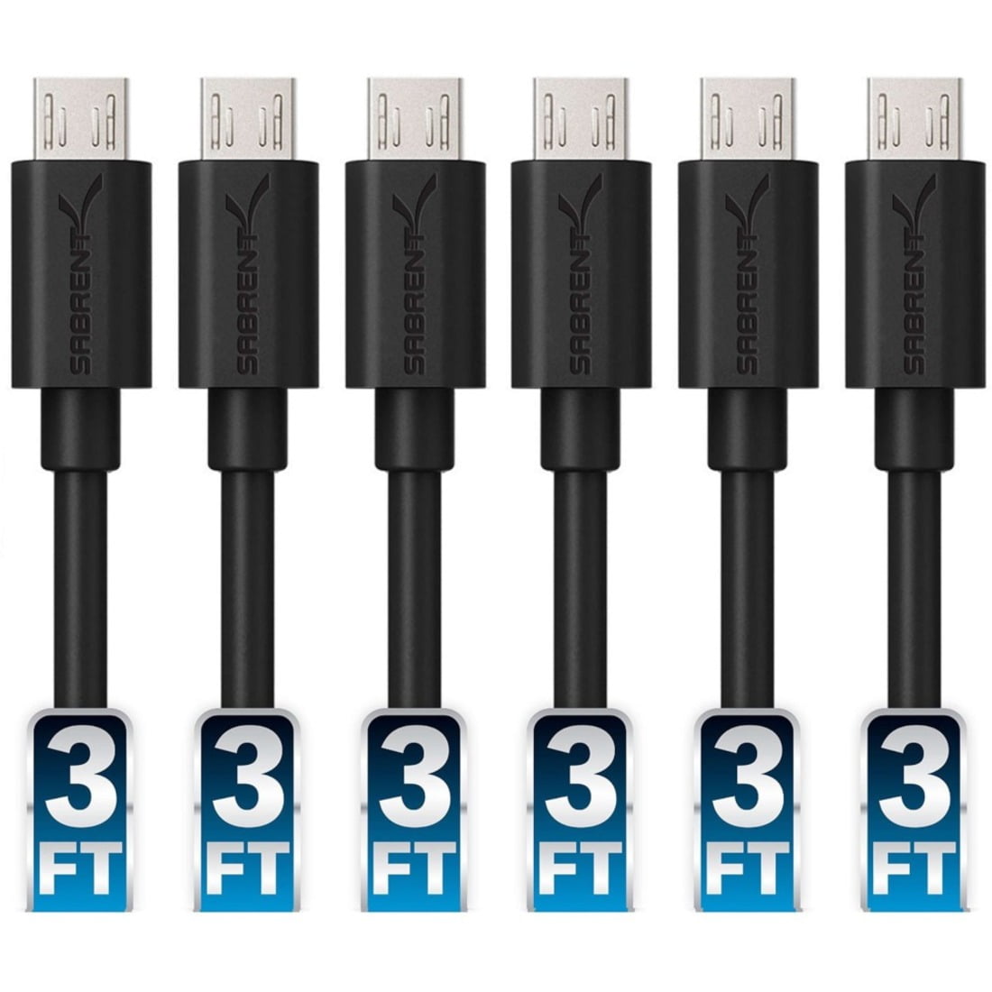 SABRENT [6-Pack] 22AWG Premium 3ft Micro USB Cables High Speed USB 2.0 ...