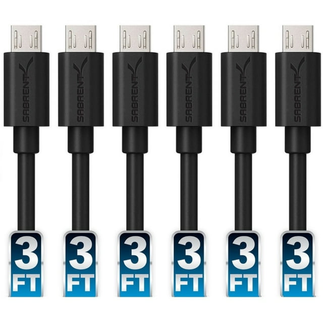 SABRENT [6-Pack] 22AWG Premium 3ft Micro USB Cables High Speed USB 2.0 ...