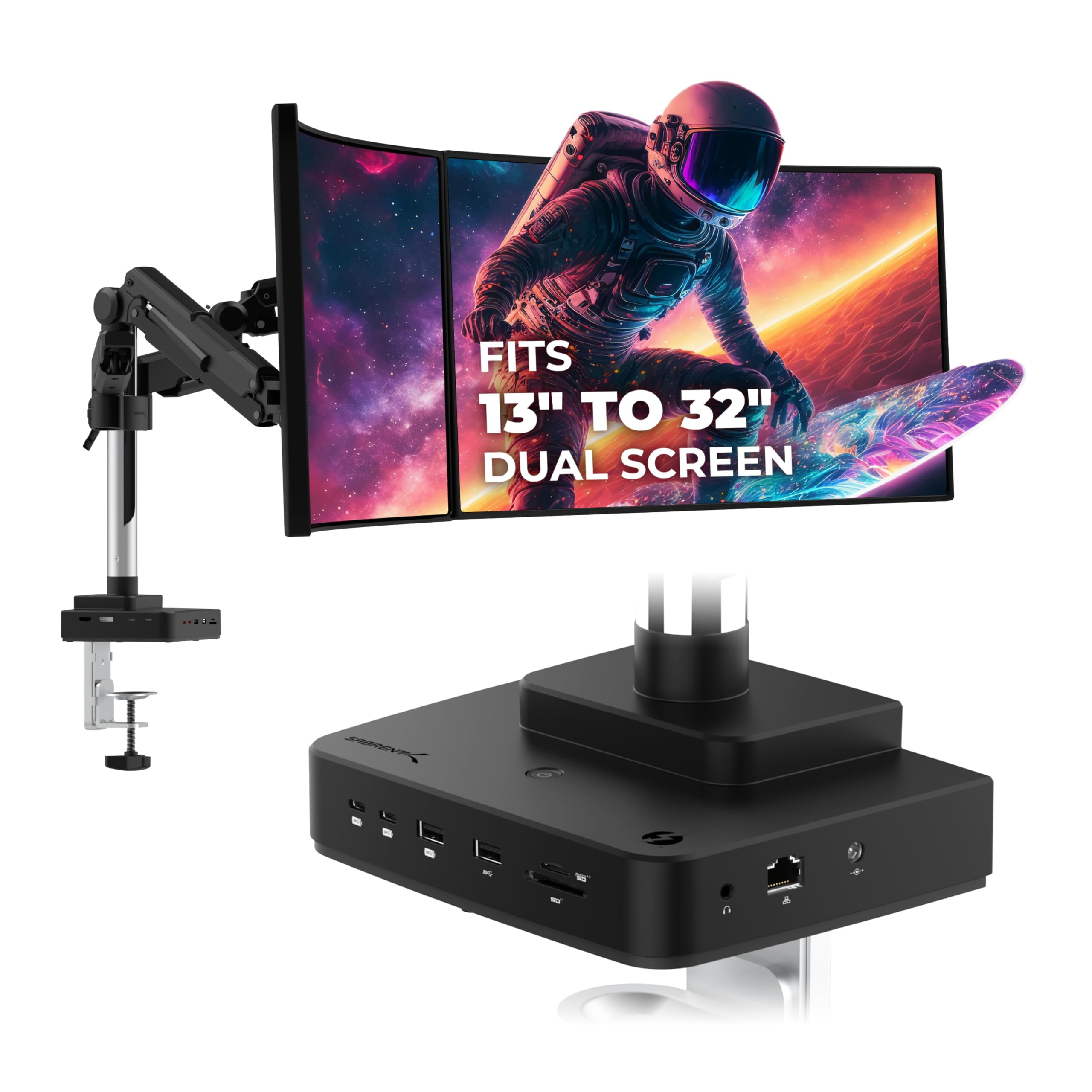 SABRENT Thunderbolt 4 Docking Station with Monitor Desk Mount, Gas-Lift ...