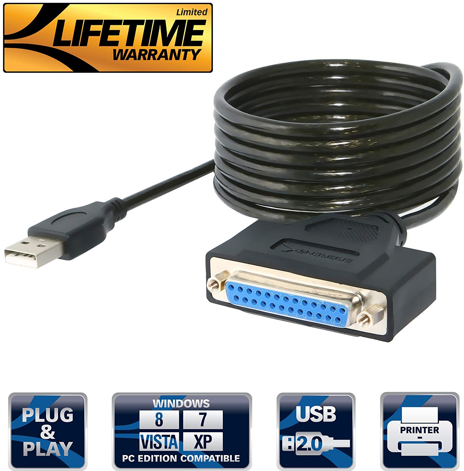 Sabrent USB to Parallel IEEE 1284 Printer Cable Adapter (CB-CN36 ...