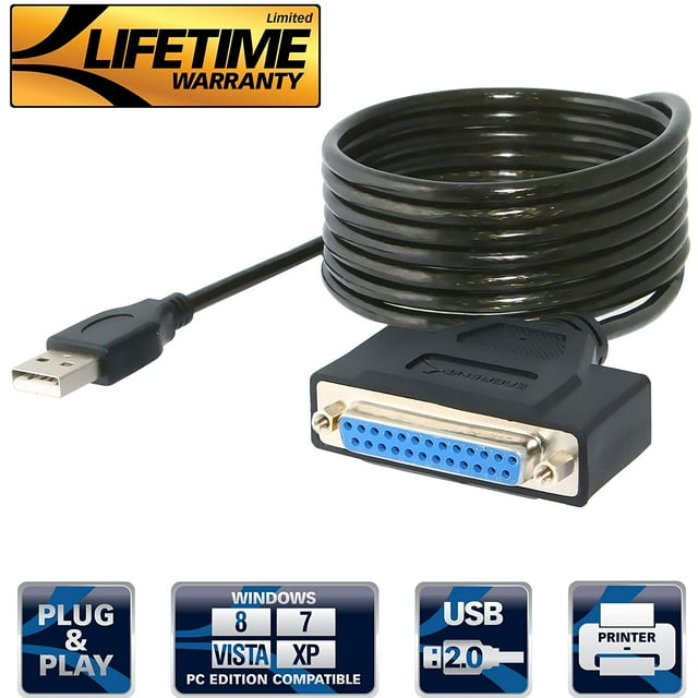 SABRENT USB 2.0 to DB25 IEEE-1284 Parallel Printer Cable Adapter ...