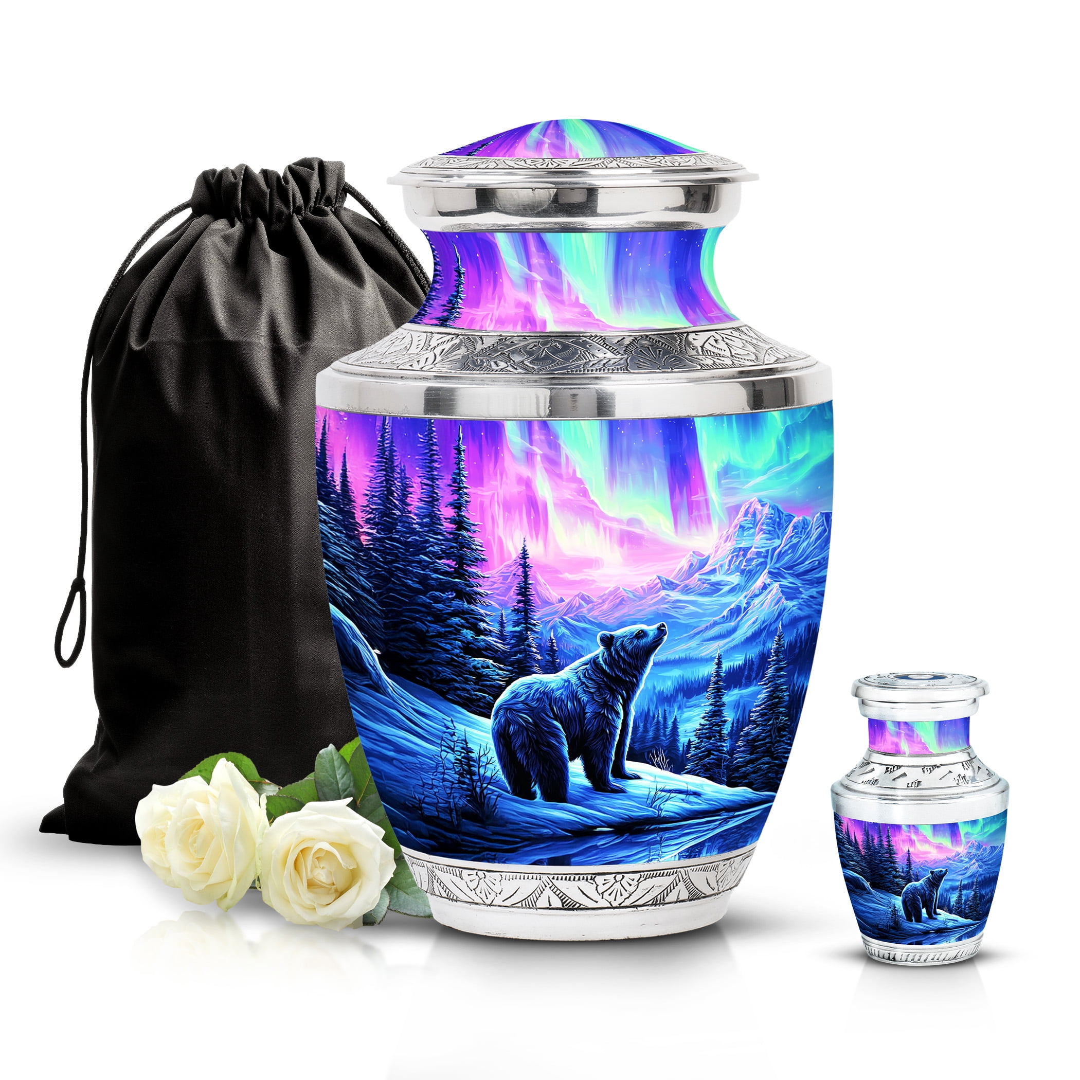 SABURIAL Bear & Mountains Urns for Human Ash - Funeral Urn for Memorial ...
