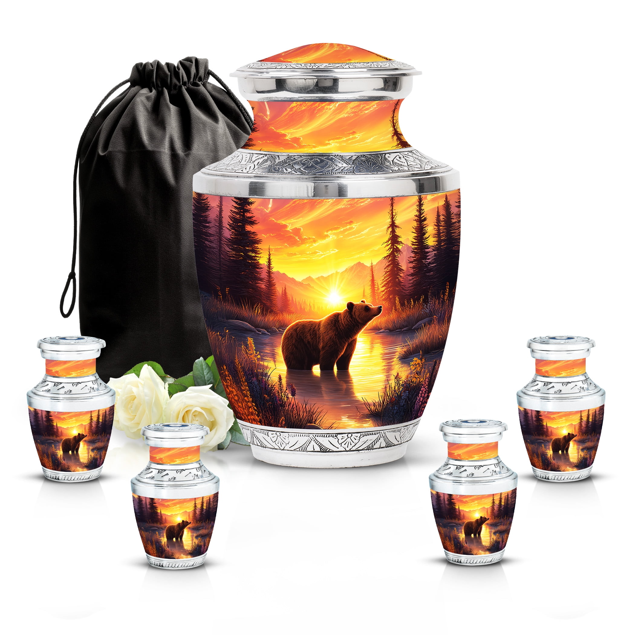 SABURIAL Bear Urn - Sunset Cremation Memorial Urn For Human Remains ...