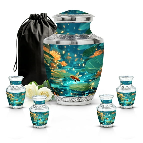 SABURIAL Bee Urn - Large Handcrafted Funeral Memorial - Combo - 10 Inch ...