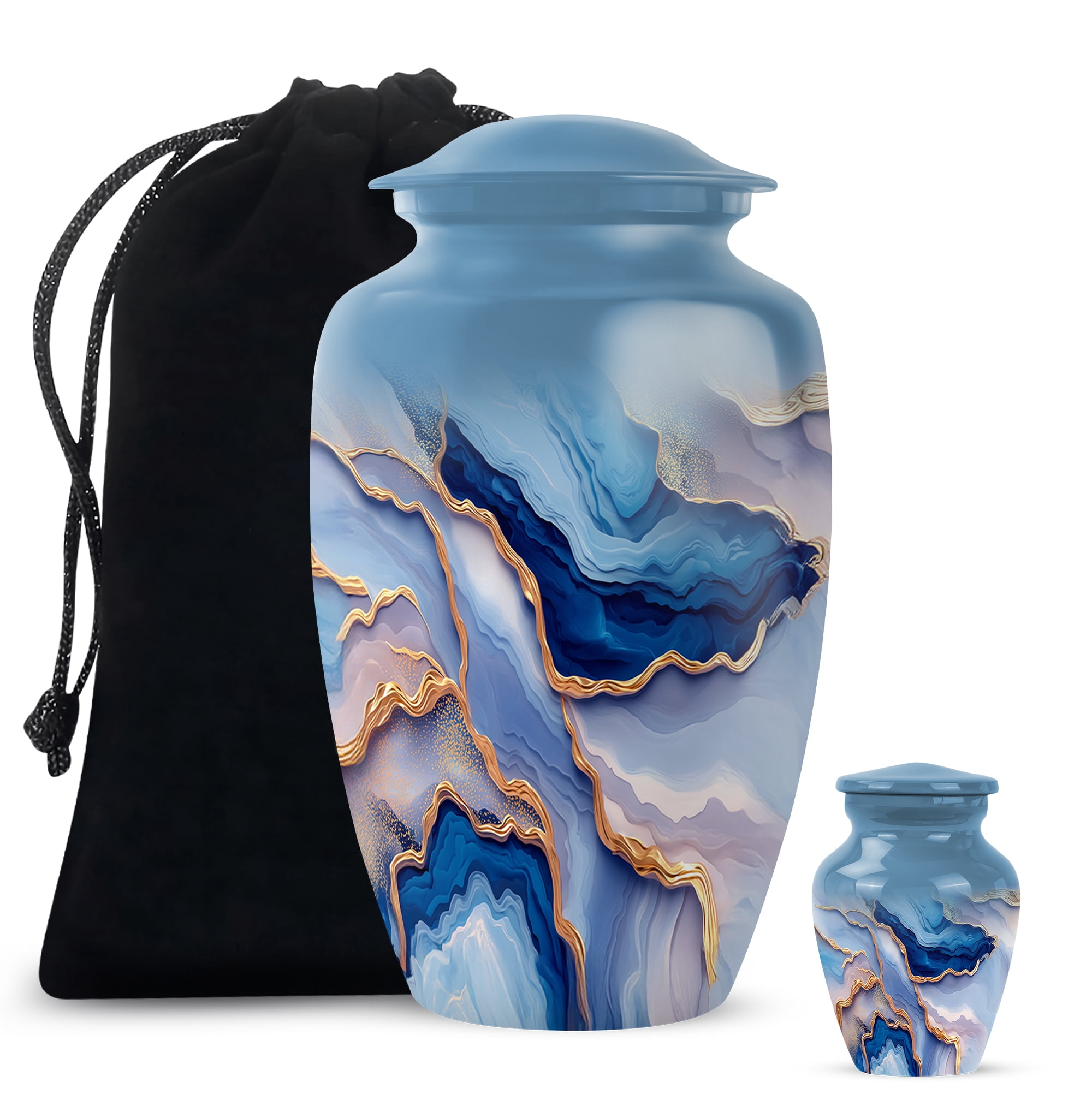 SABURIAL Blue Burial Decorative for Mom & Dad - Funeral Urns for Ashes ...