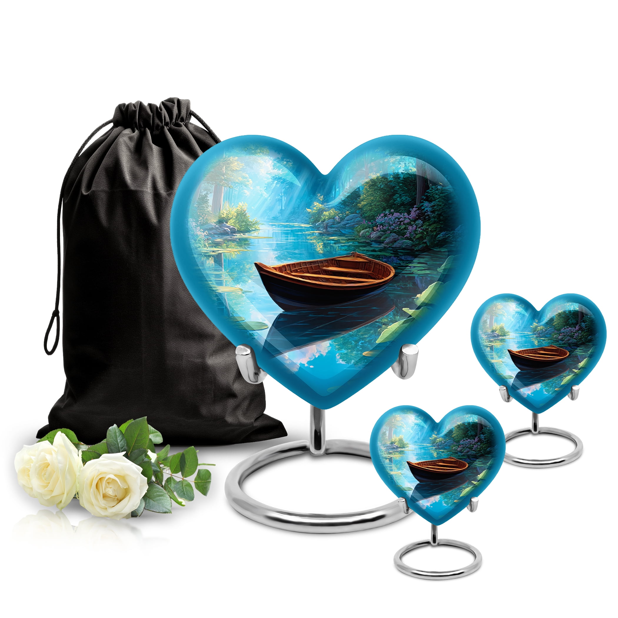 SABURIAL Boat Urn - Funeral Urn - Combo - 8 Inch Large With 3 Inch ...