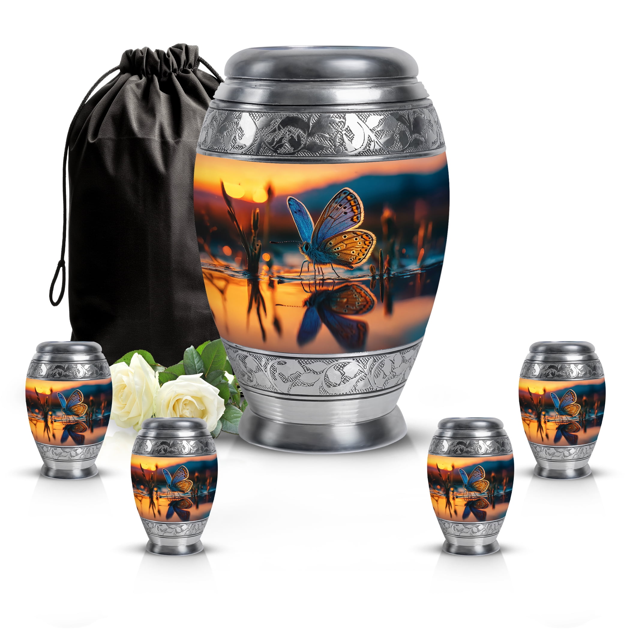 SABURIAL Butterfly Urn - Human Remains Urn - Combo - 10 Inch Large With ...