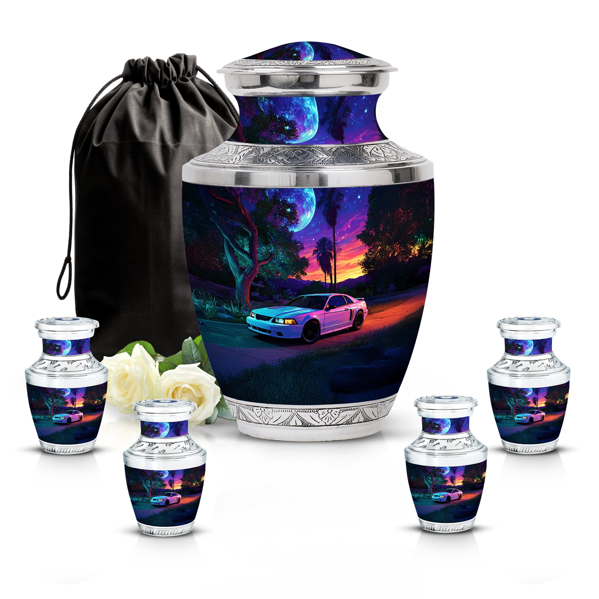 SABURIAL Car Urn - Large Funeral Urn - Combo - 10 Inch Large With 3 ...
