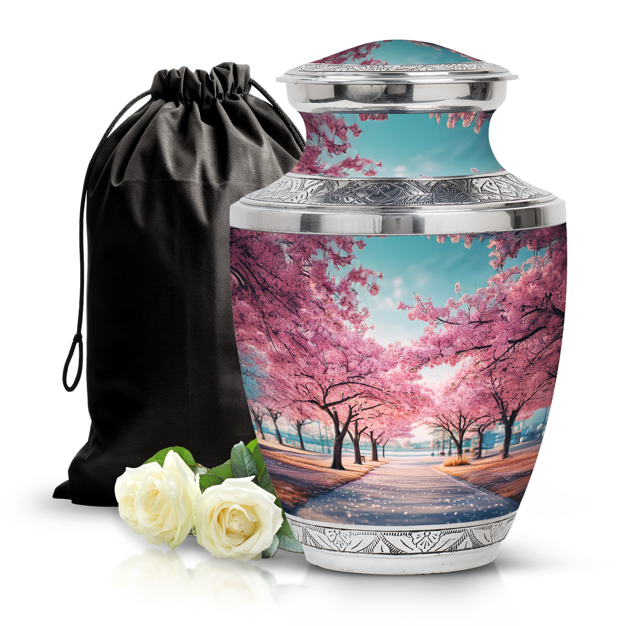 SABURIAL Cherry Blossom Urn for Human Remains - Beautiful Cremation Urn ...